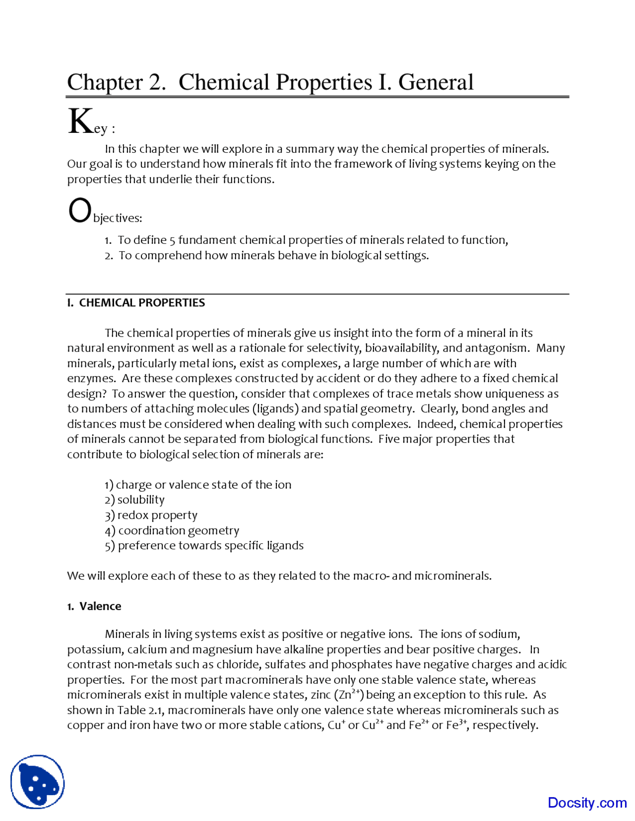 Chemical Properties Nutrition Lecture Notes Docsity