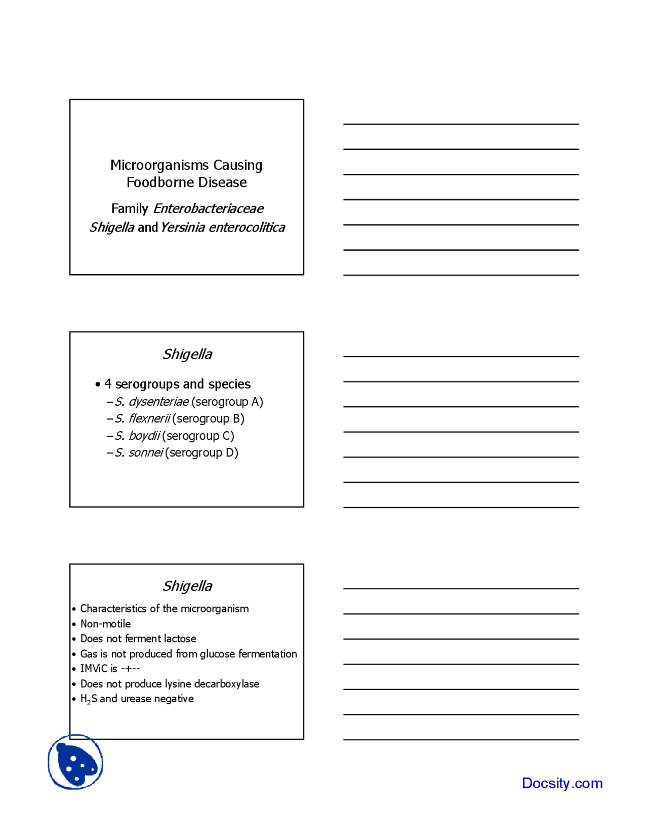 Microorganisms Causing Foodborne Disease: Shigella and Yersinia ...