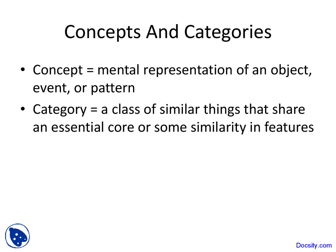 Concepts And Categories Human Cognitive Processes Lecture Slides