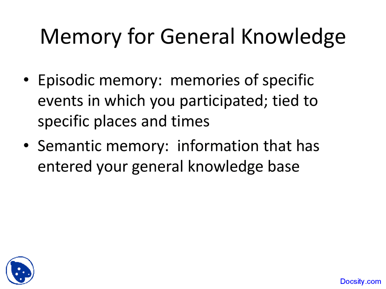 Semantic Memory Human Cognitive Processes Lecture Slides Docsity