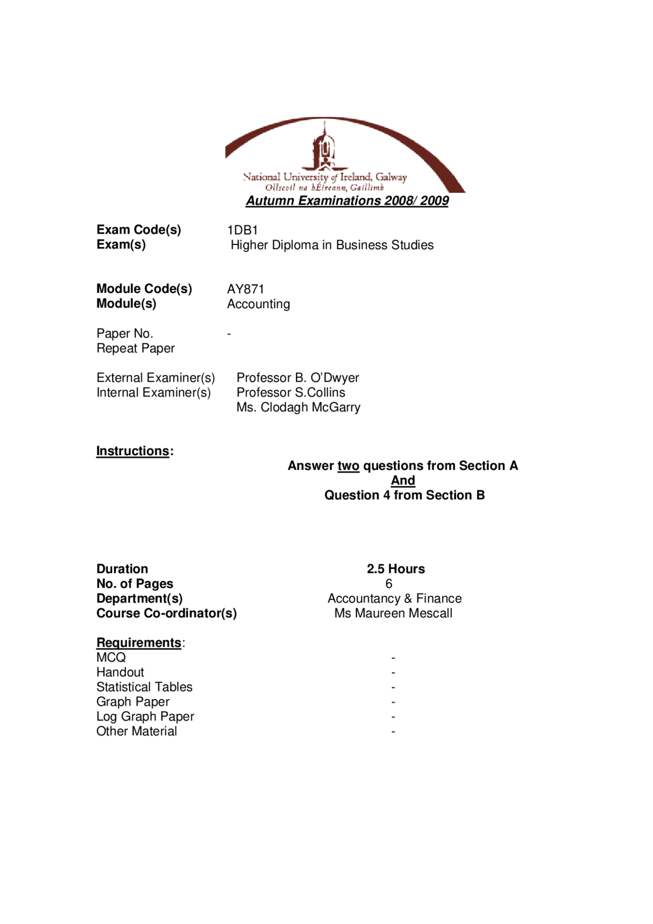 Appendix of Accounting Ratios - Introduction to Accounting - Exam - Docsity