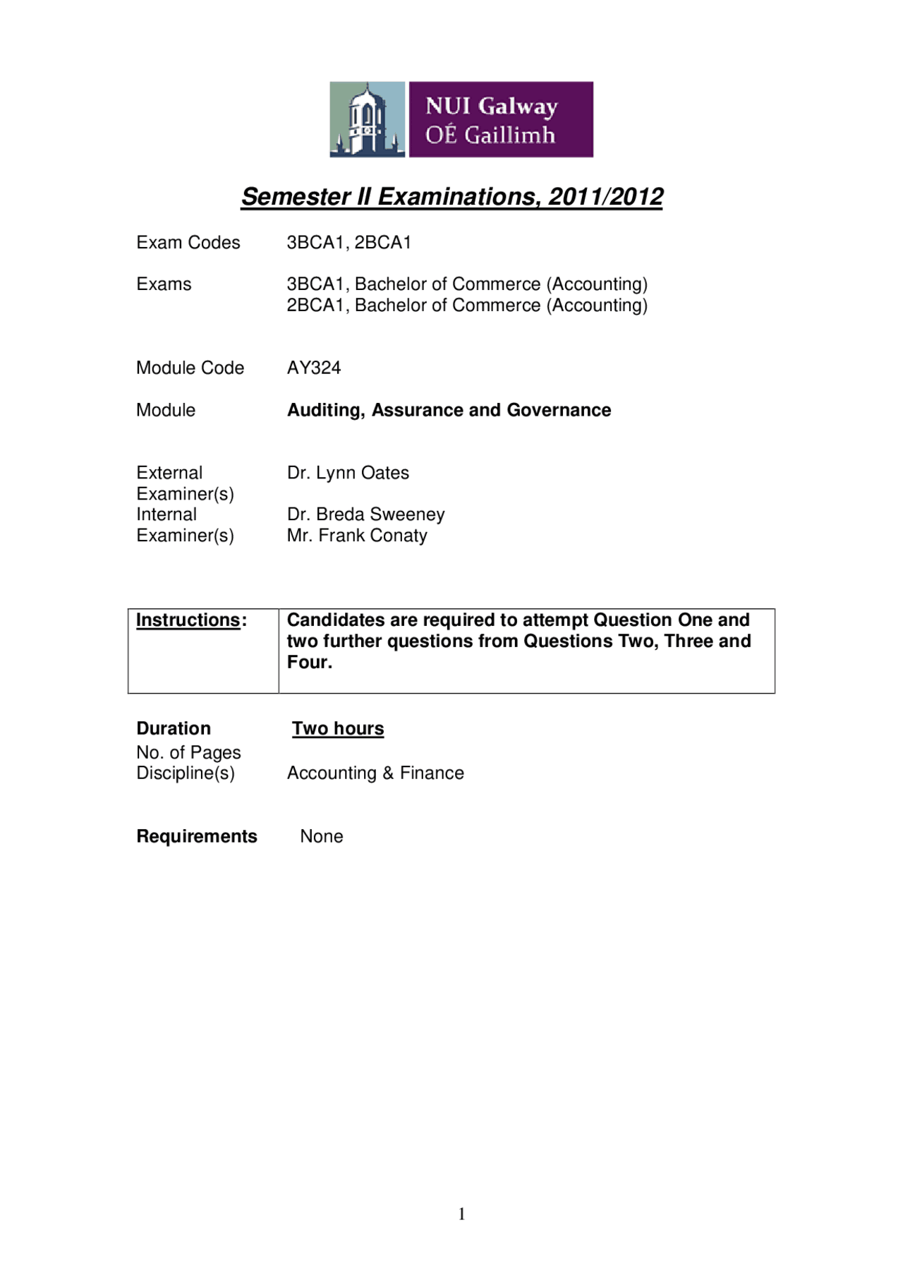 Auditors Code Auditing Assurance And Governance Exam Docsity