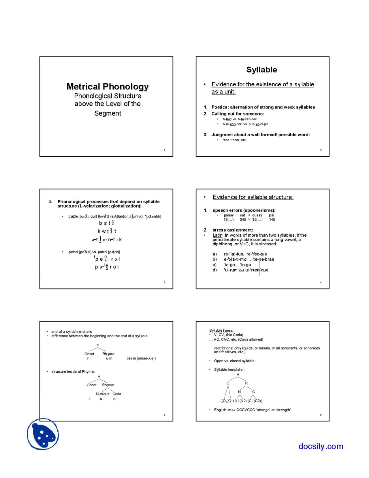 Metrical Phonology Introduction To Phonetics Lecture Slides Docsity