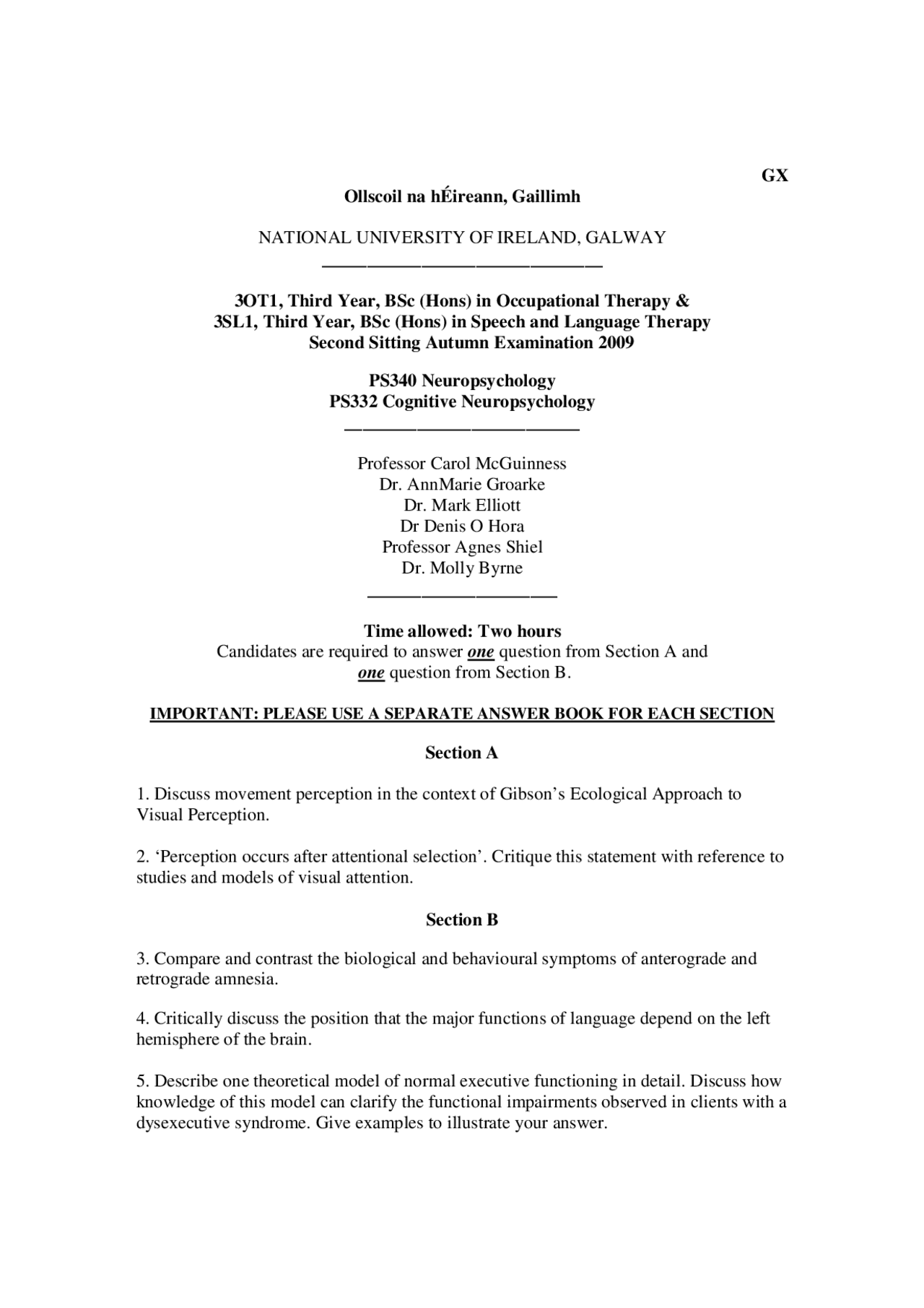 Functions Of Language Cognitive Neuropsychology Exam Docsity