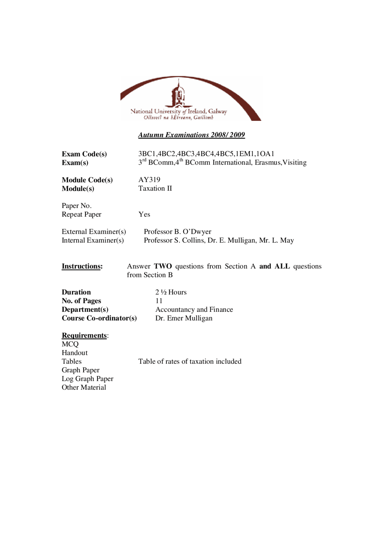 Surcharge Due Calculation - Introduction to Taxation - Exam - Docsity