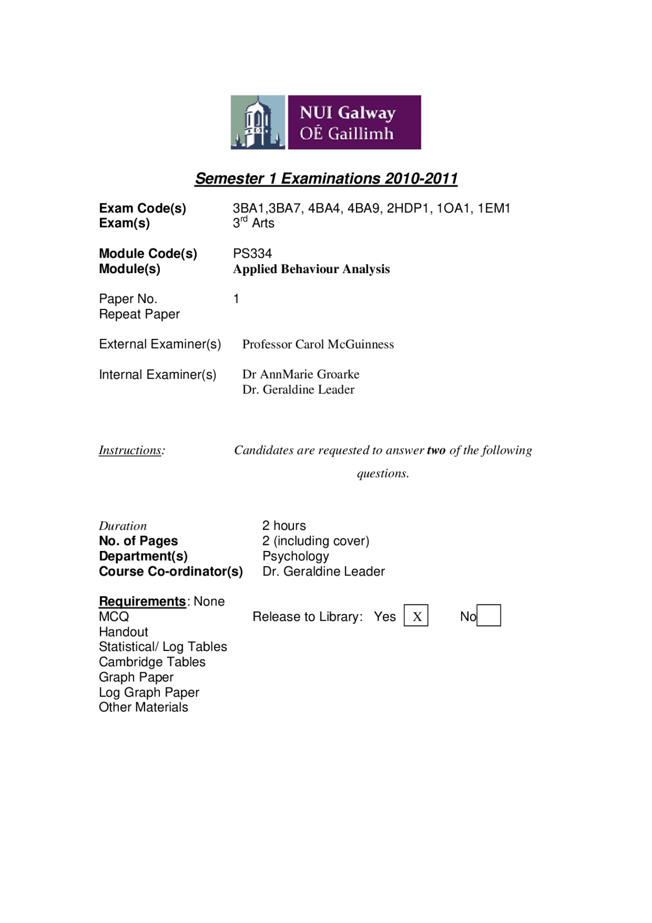Timeout And Response Cost Applied Behaviour Analysis Exam Docsity