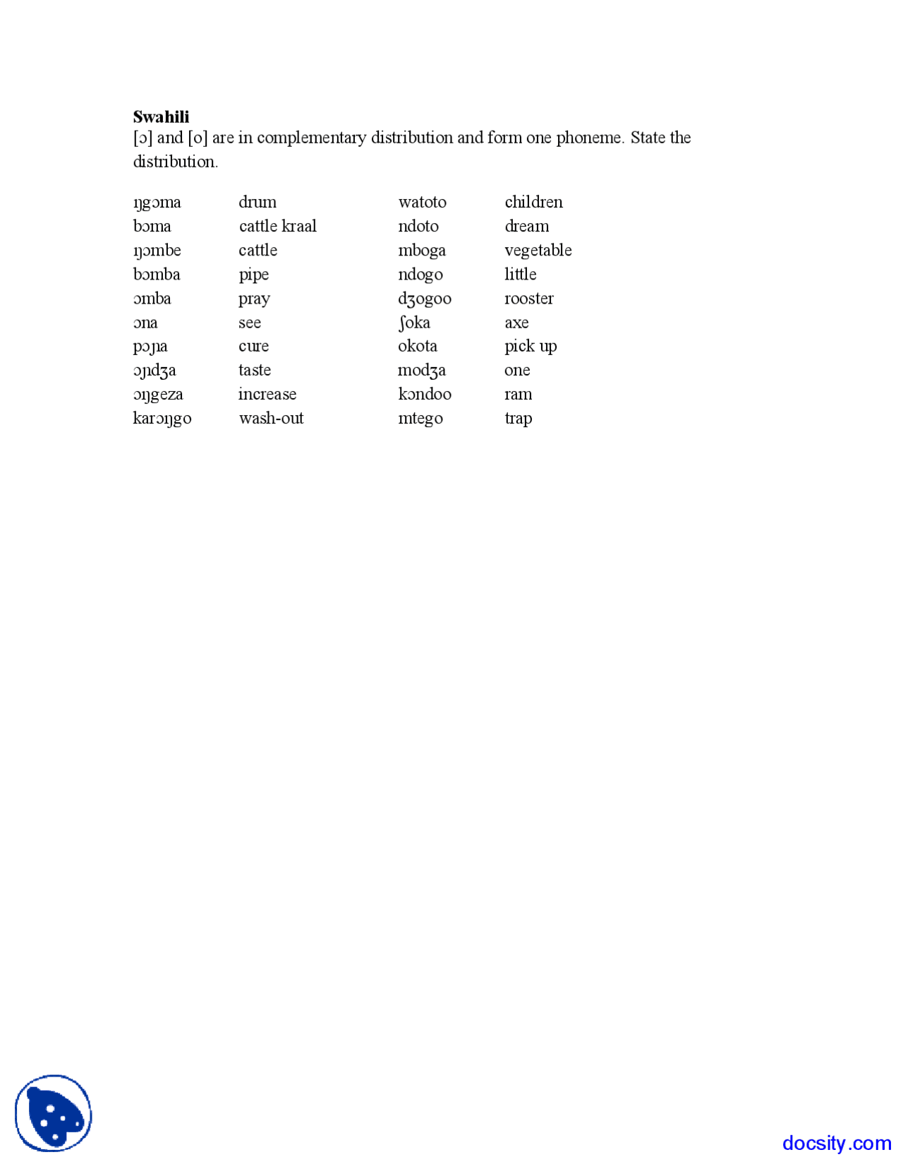 Swahili Introduction To Phonetics Lecture Notes Docsity