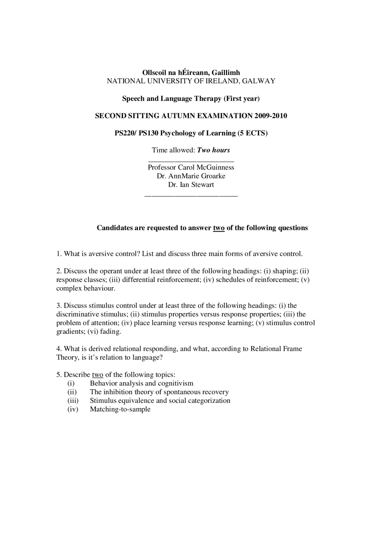Behavior Analysis And Cognitivism Psychology Of Learning Exam Docsity