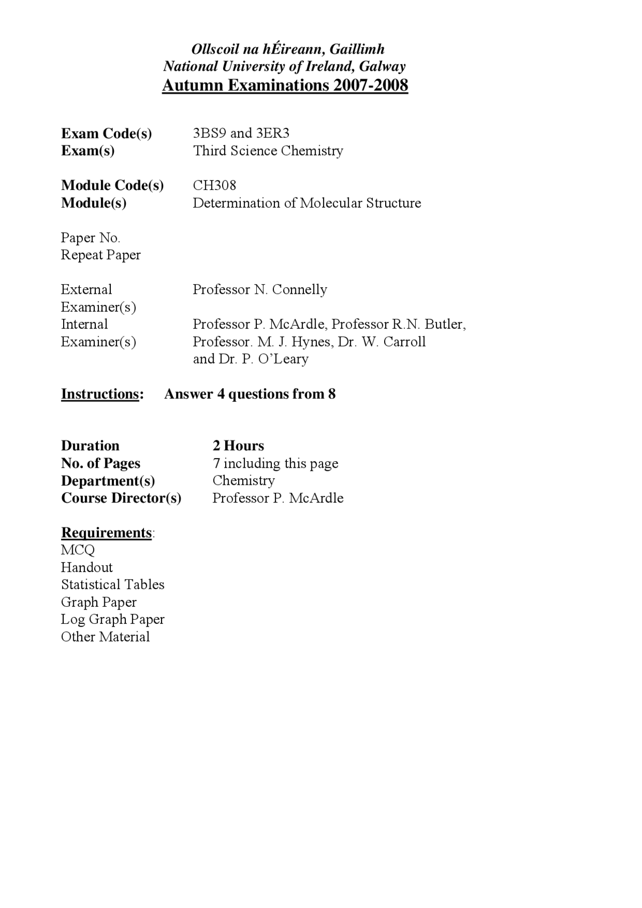 Cell Parameter Determination Of Molecular Structure Exam Docsity