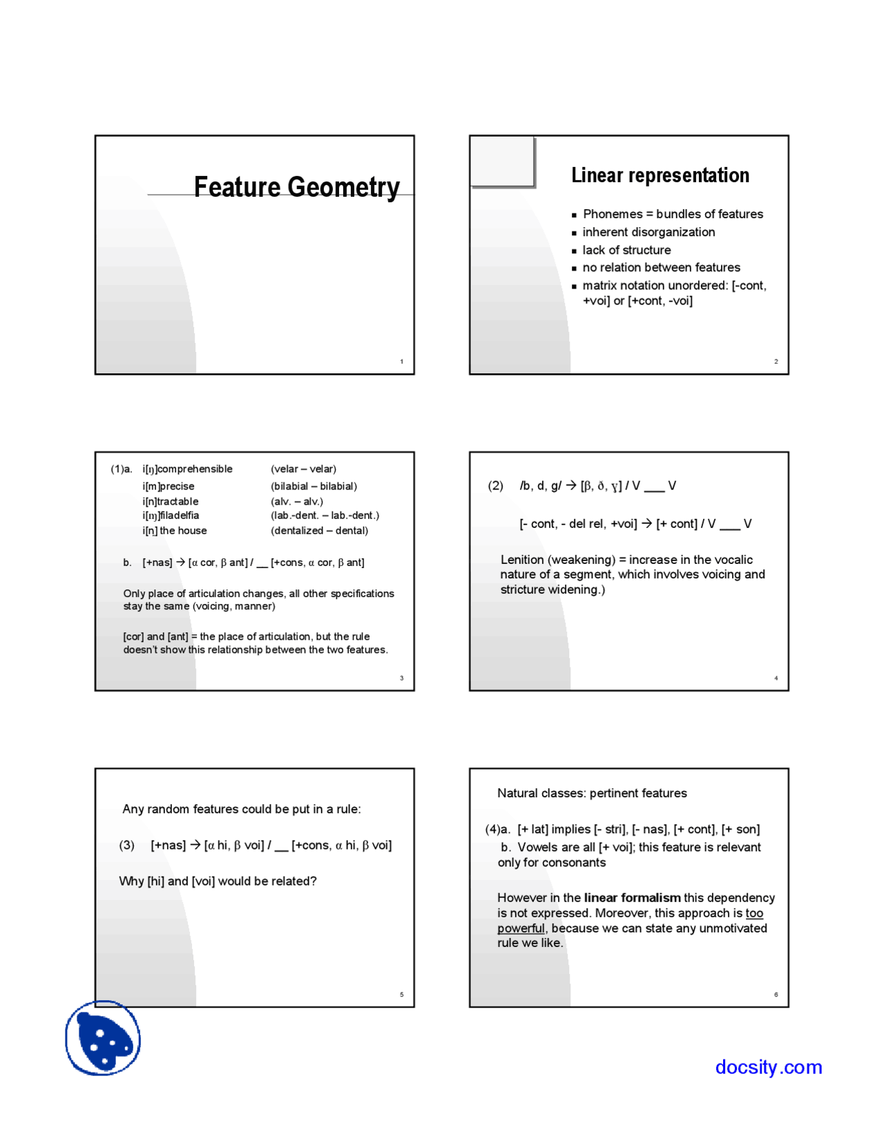 Feature Geometry Introduction To Phonetics Lecture Slides Docsity