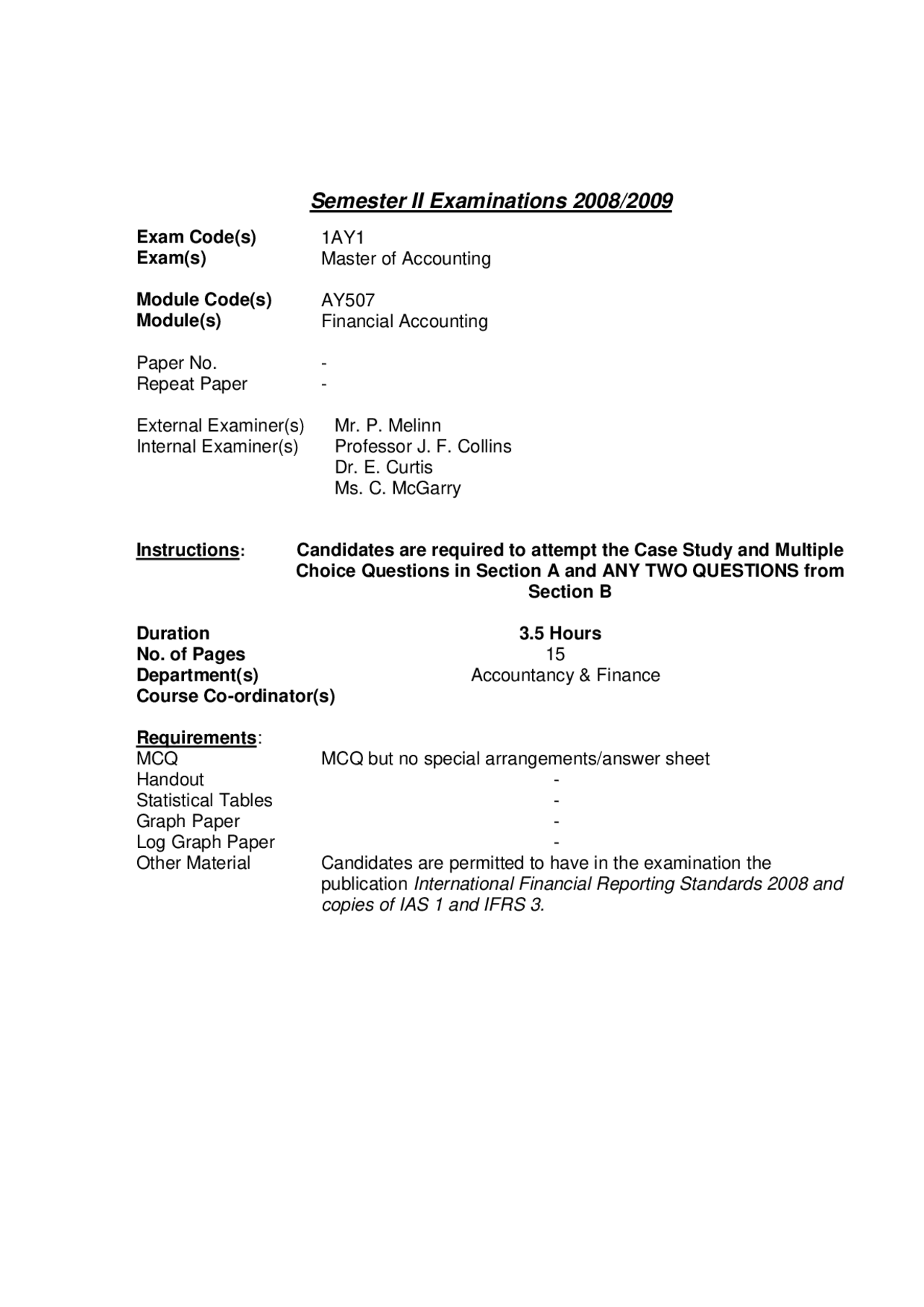 Draft Financial Statements Financial Accounting Exam Docsity