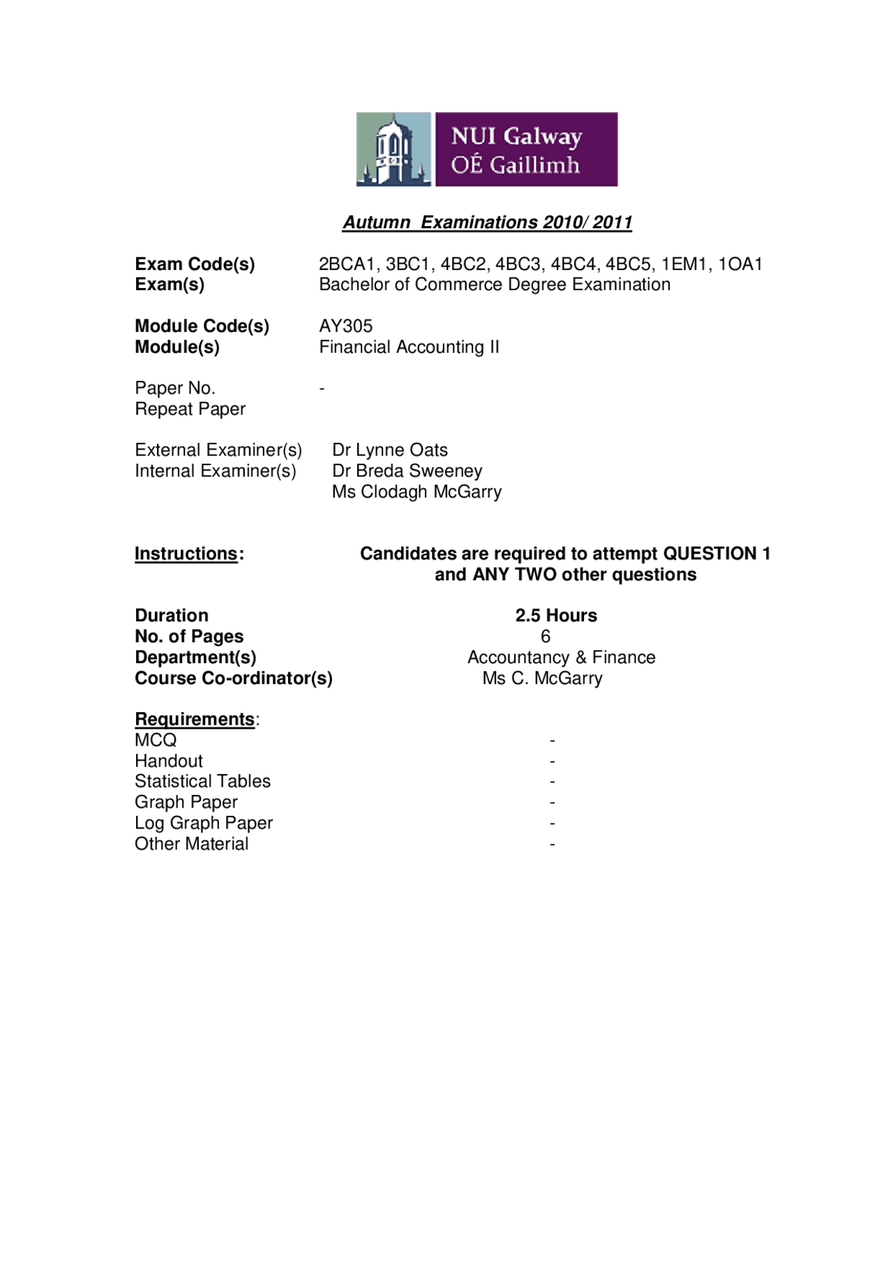 Calculation of Goodwill - Financial Accounting - Exam - Docsity