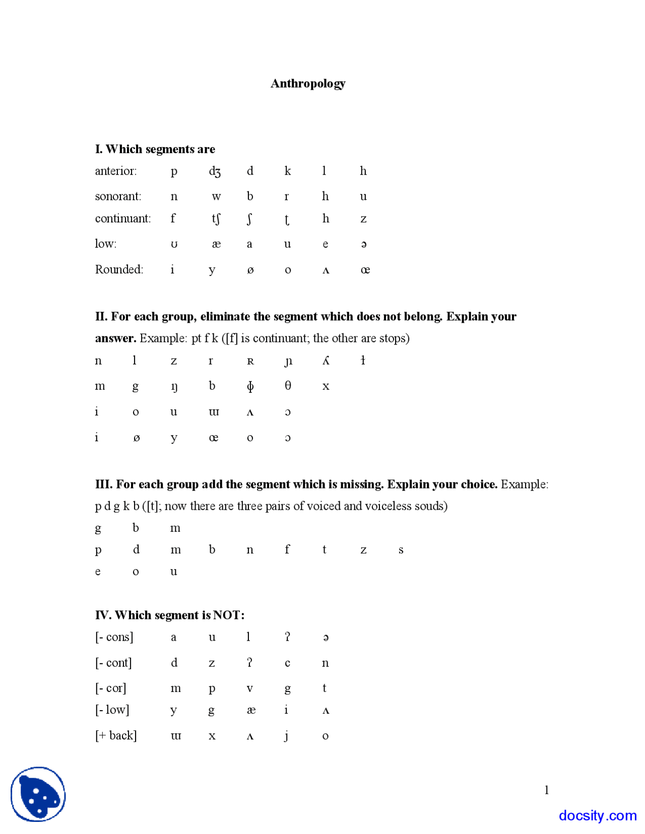 Elemination Introduction To Phonetics Exercise Docsity