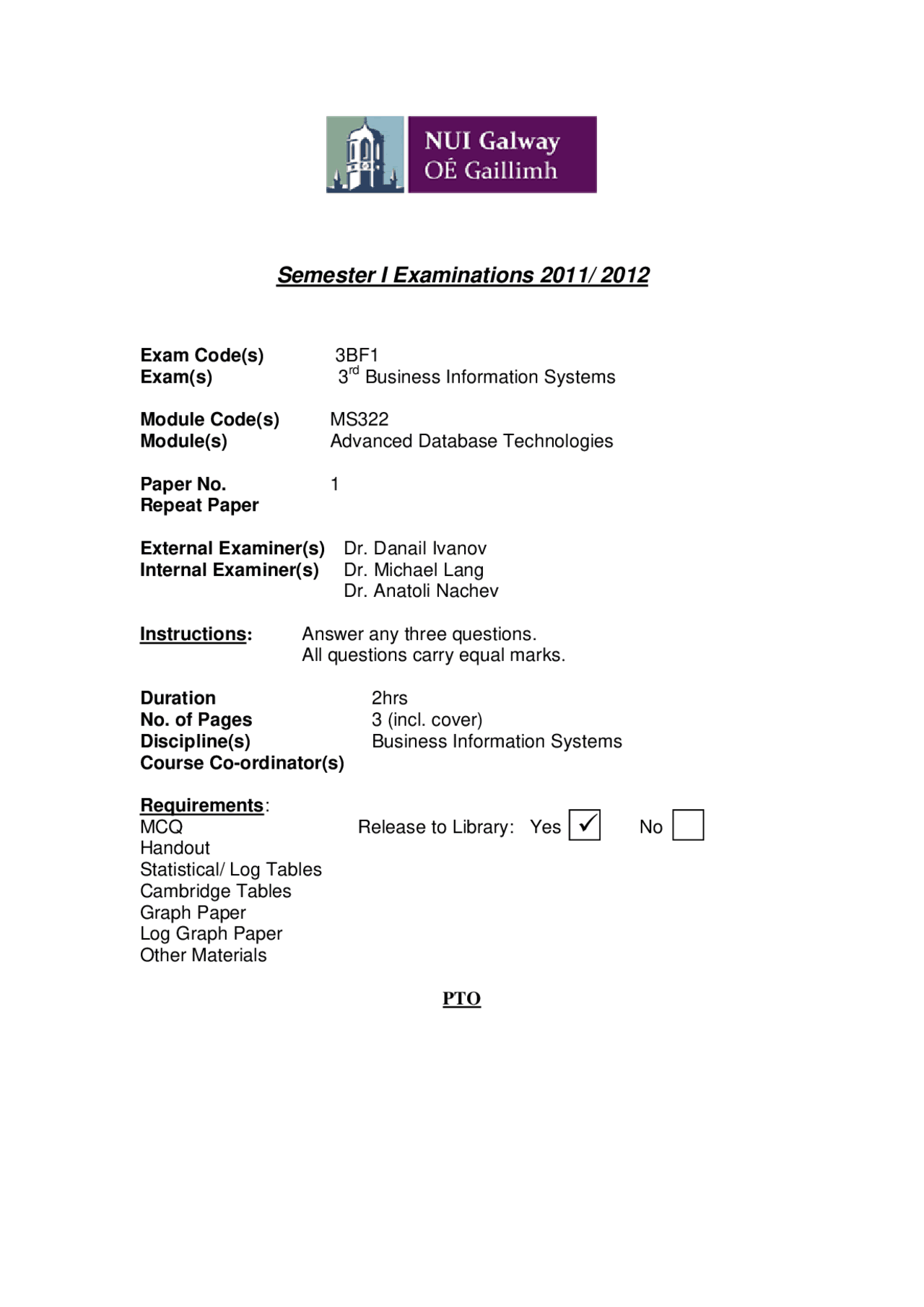 World Wide Web Advanced Database Technologies Exam Docsity