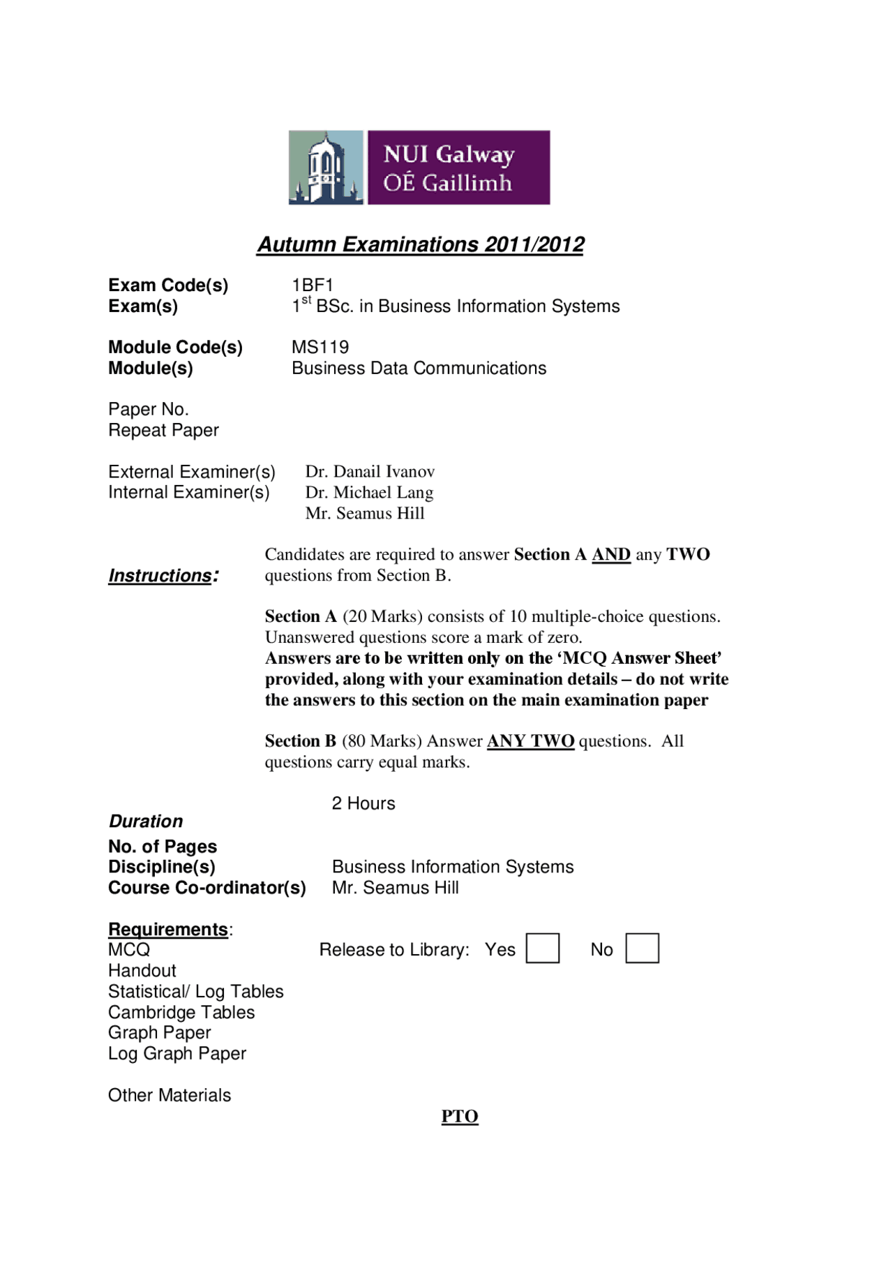 Servers on The Network - Business Data Communications - Exam | Exams Data Communication Systems ...