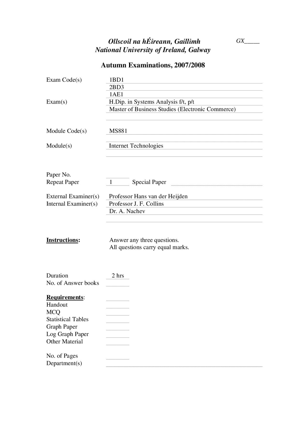 Internetworking Internet Technologies Exam Docsity