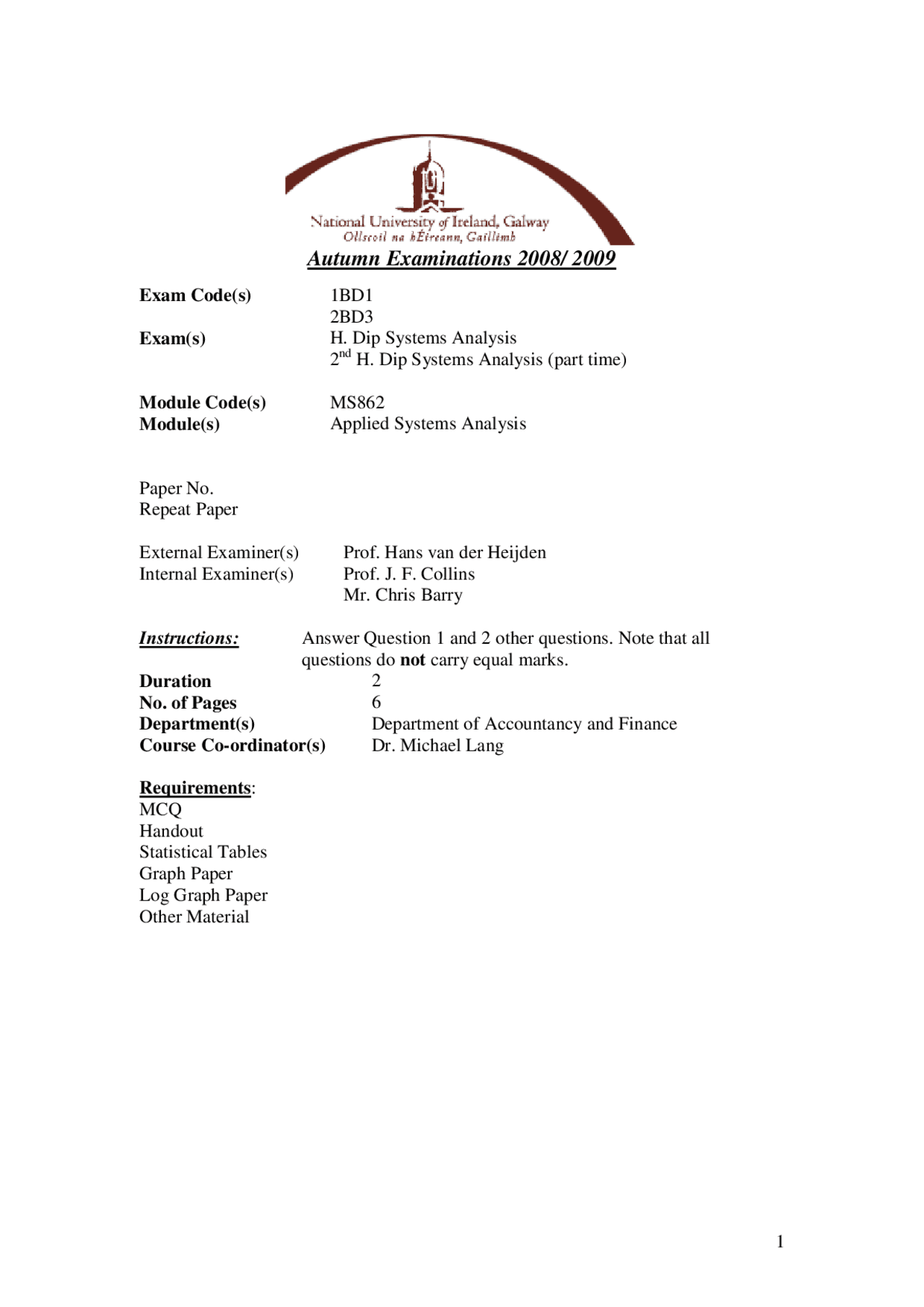 The Systems Analyst Applied Systems Analysis Exam Docsity