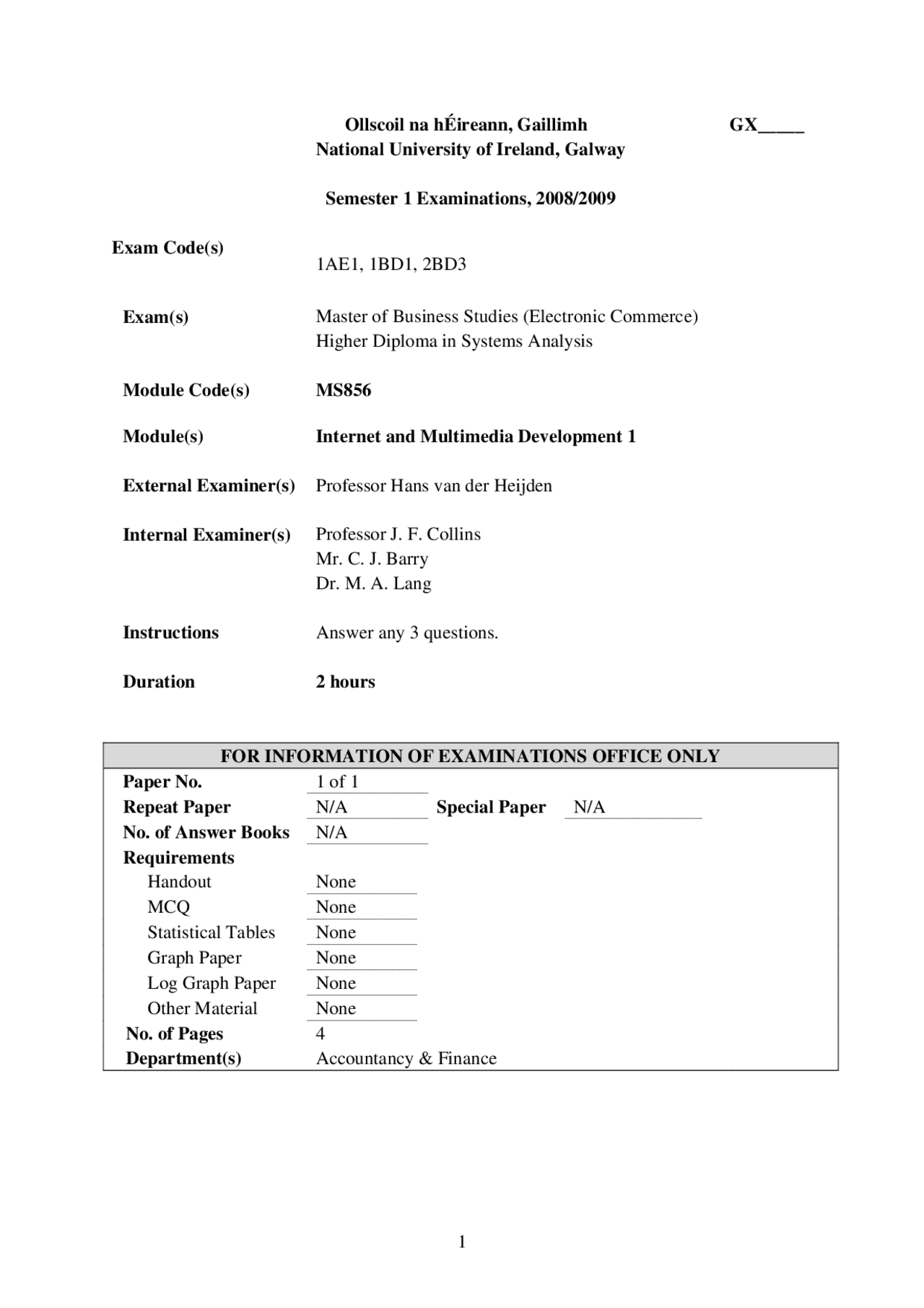 Exchange Information - Interactive and Multimedia Development - Exam ...