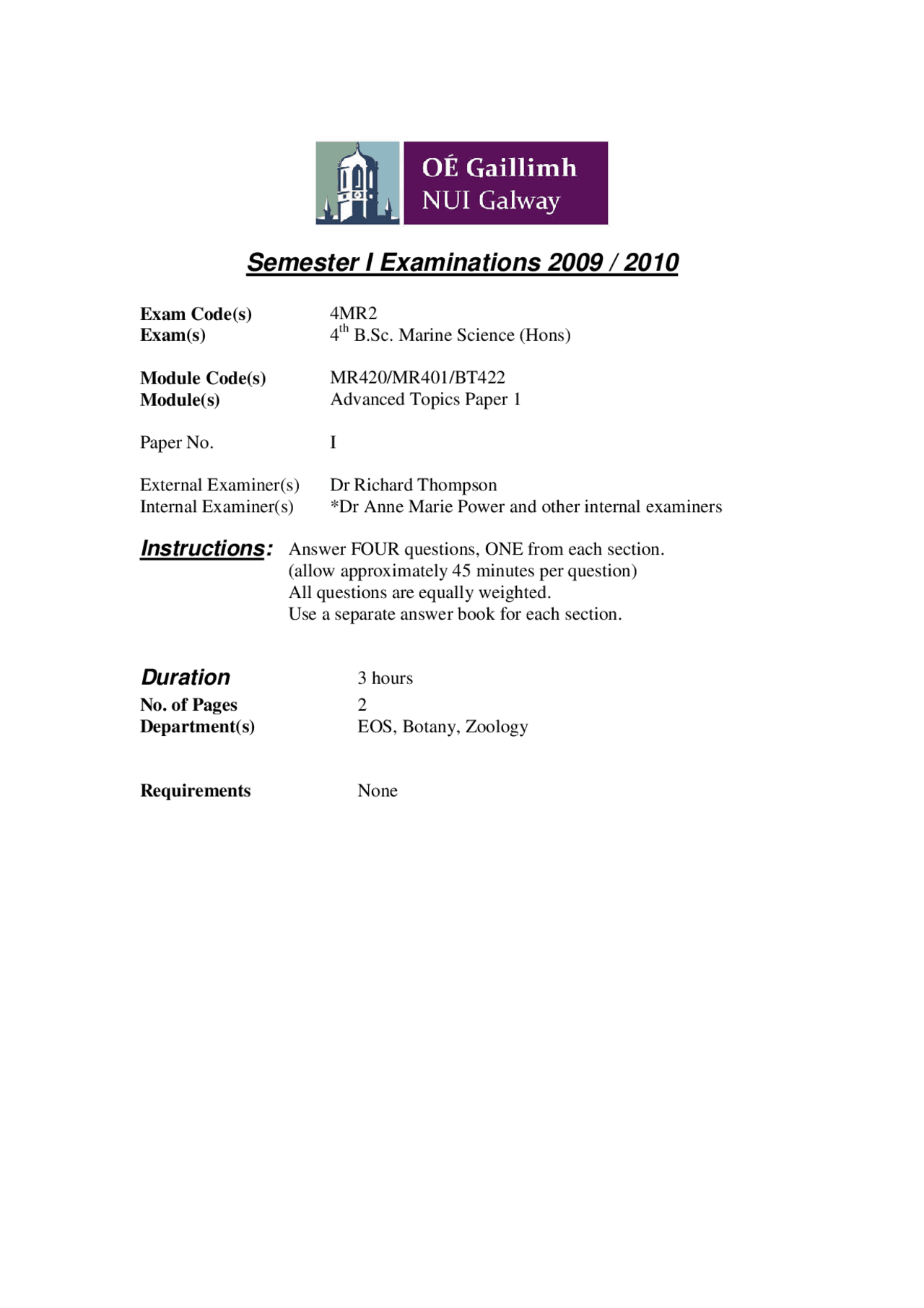 Ocean Acidification Botany Exams Docsity
