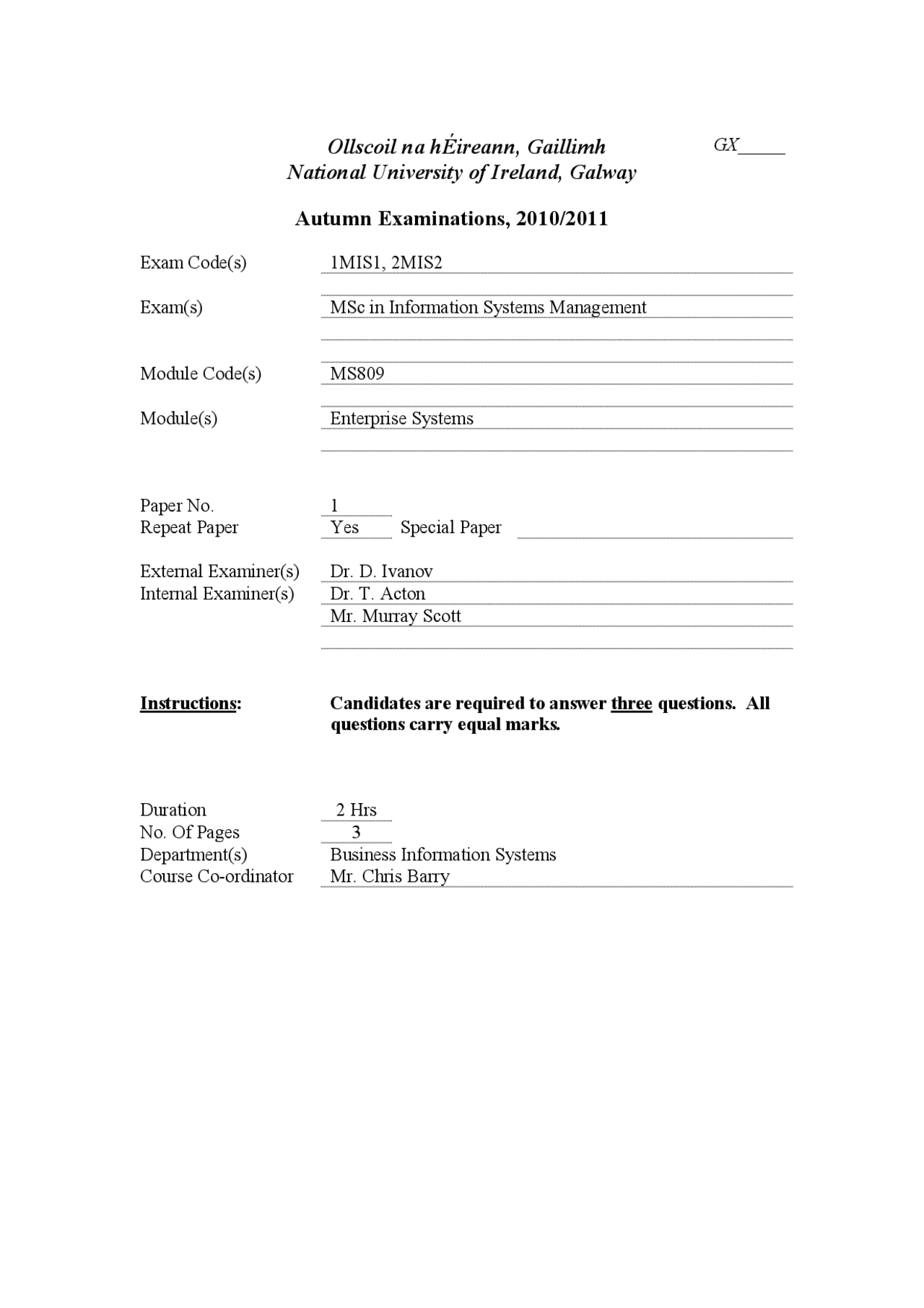 Information Systems Projects Enterprise Systems Exam Docsity
