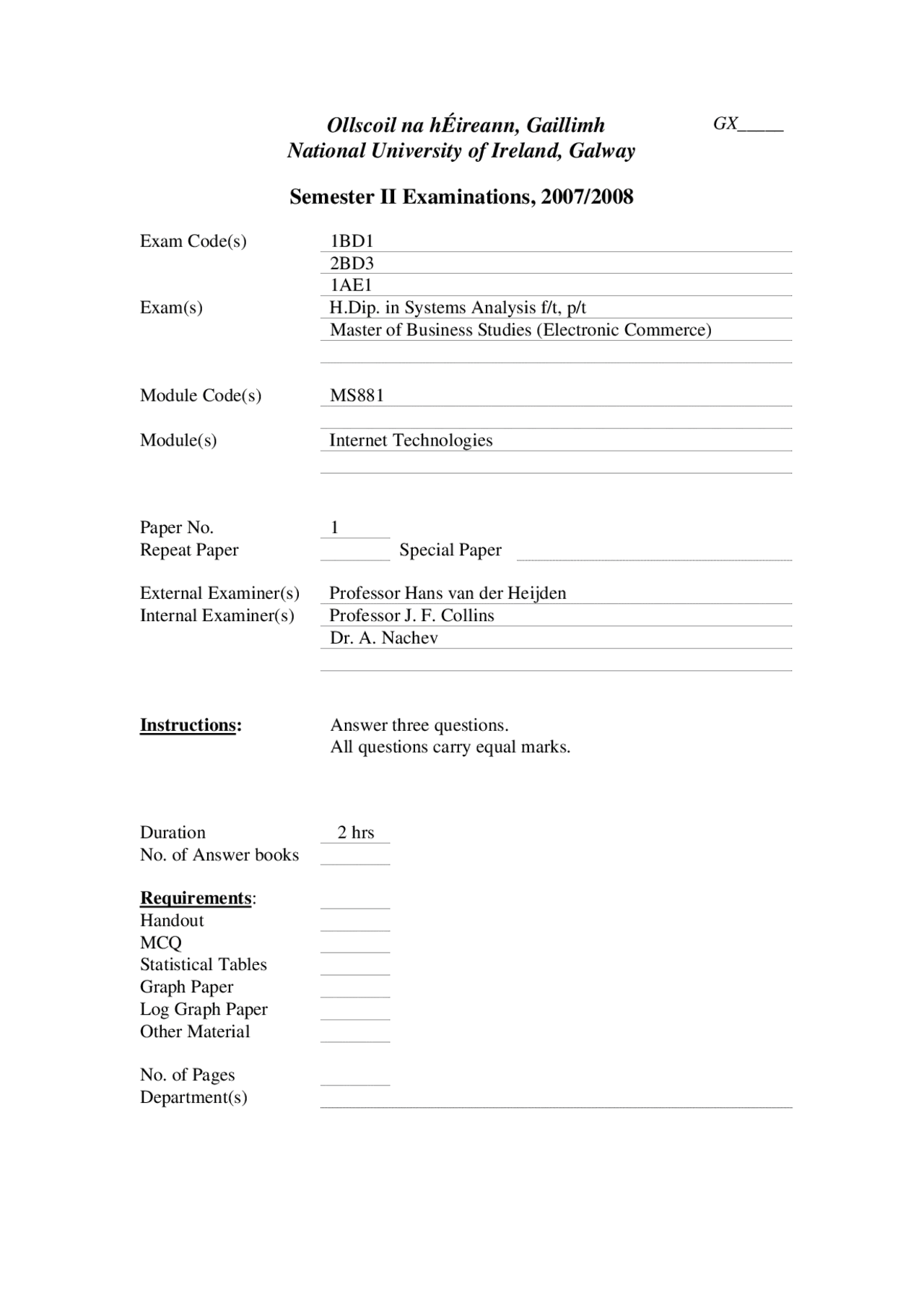 Network Data Traffic Internet Technologies Exam Docsity
