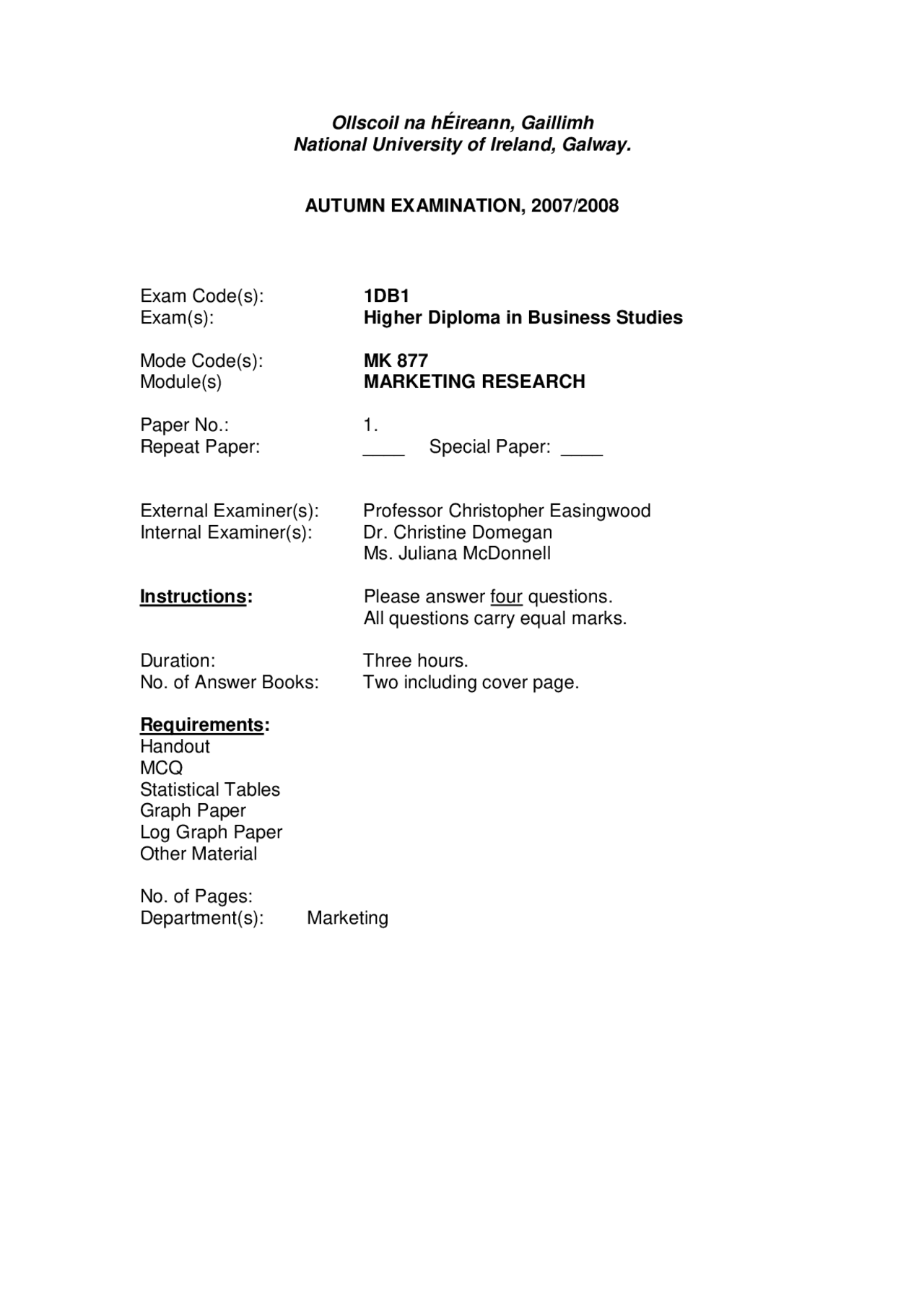 Qualitative And Quantitative Marketing Research Exam Docsity