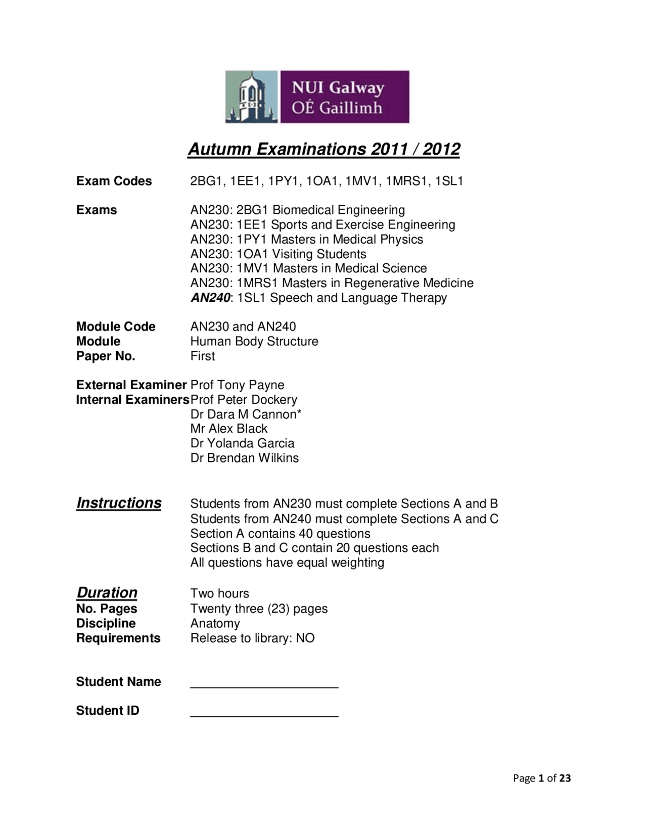 Cranial Bone - Human Body Structure - Exam - Docsity