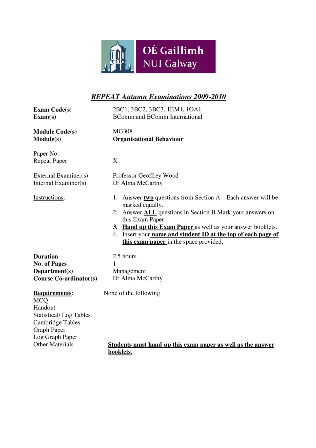 Leadership Theory Organisational Behaviour Exam Docsity