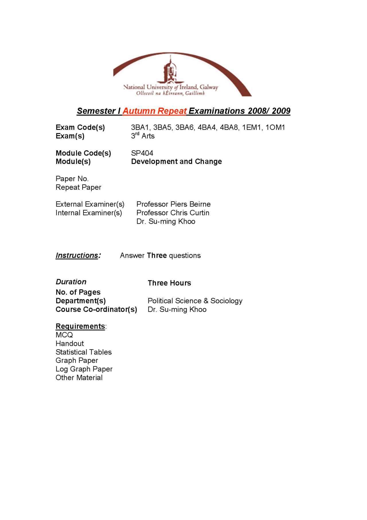 Human Development Paradigm - Development and Change - Exam - Docsity