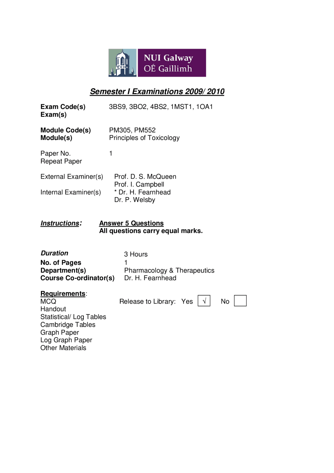 Physiochemical Principles Of Toxicology Exam Docsity