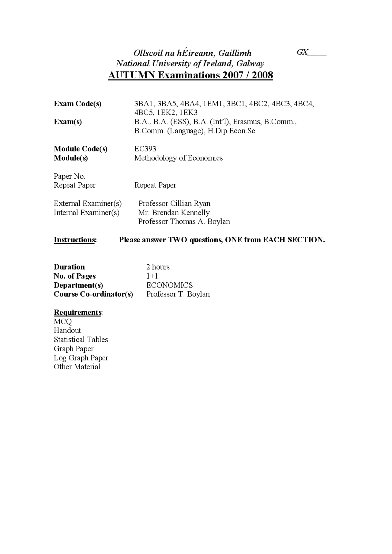 Role Of Abstraction Methodology Of Economics Past Exam Docsity