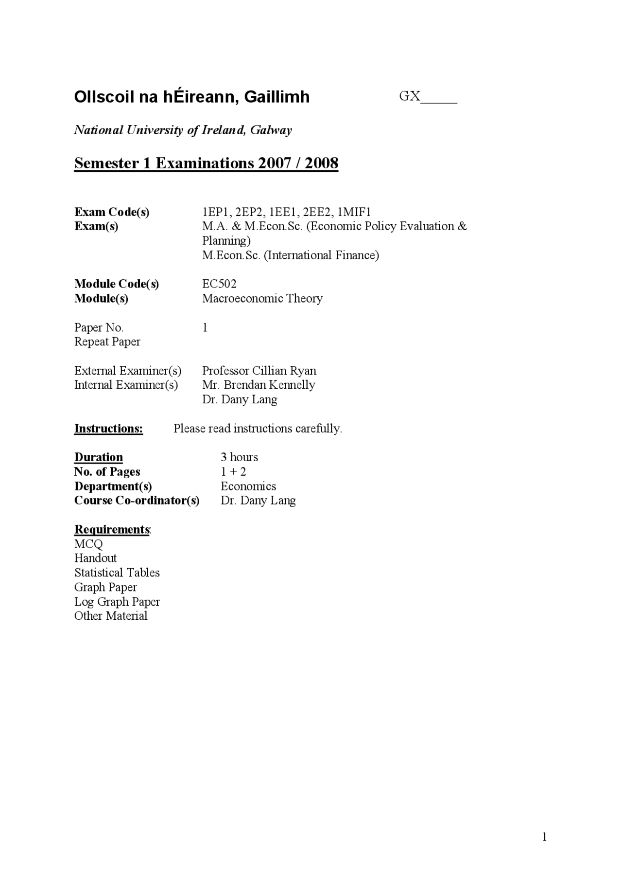 Lucas Critique Macroeconomic Theory Past Exam Docsity