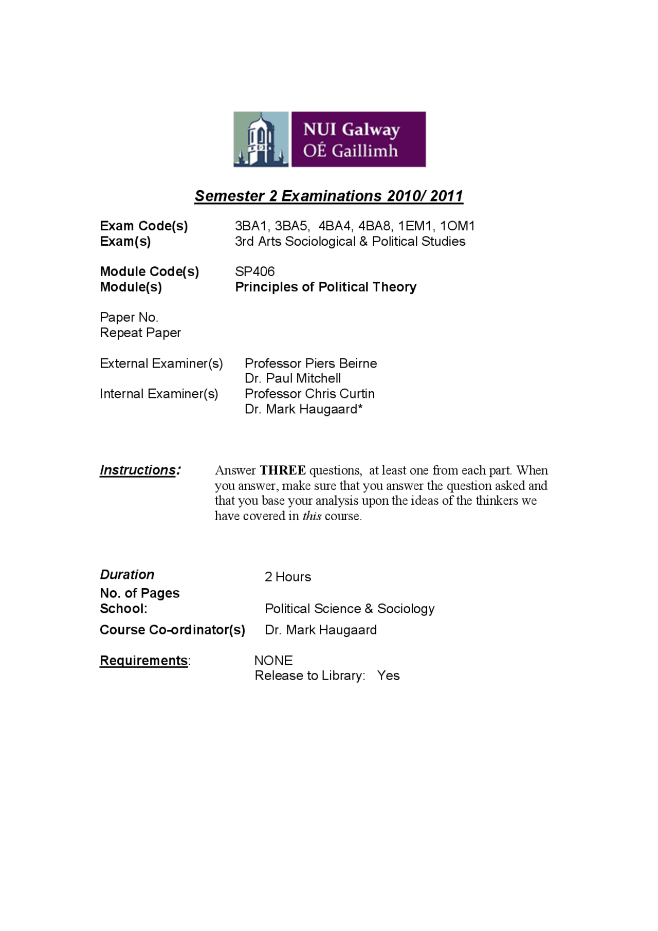 Principles Of Justice Principles Of Political Theory Exam Docsity
