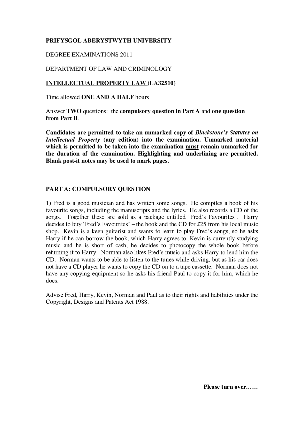 Manuscripts Intellectual Property Law Past Exam Docsity