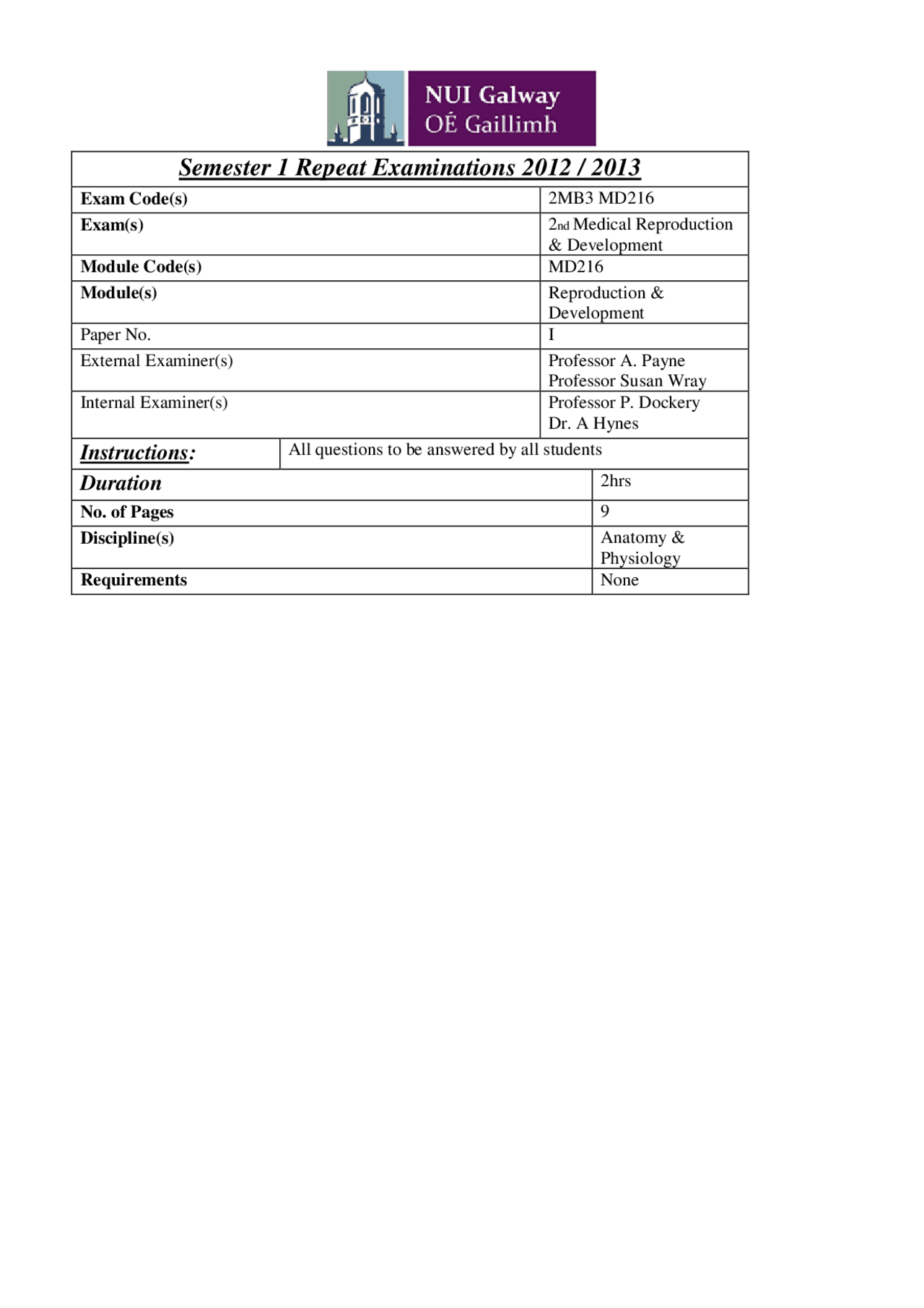 Fertilisation Reproduction And Development Exam Docsity