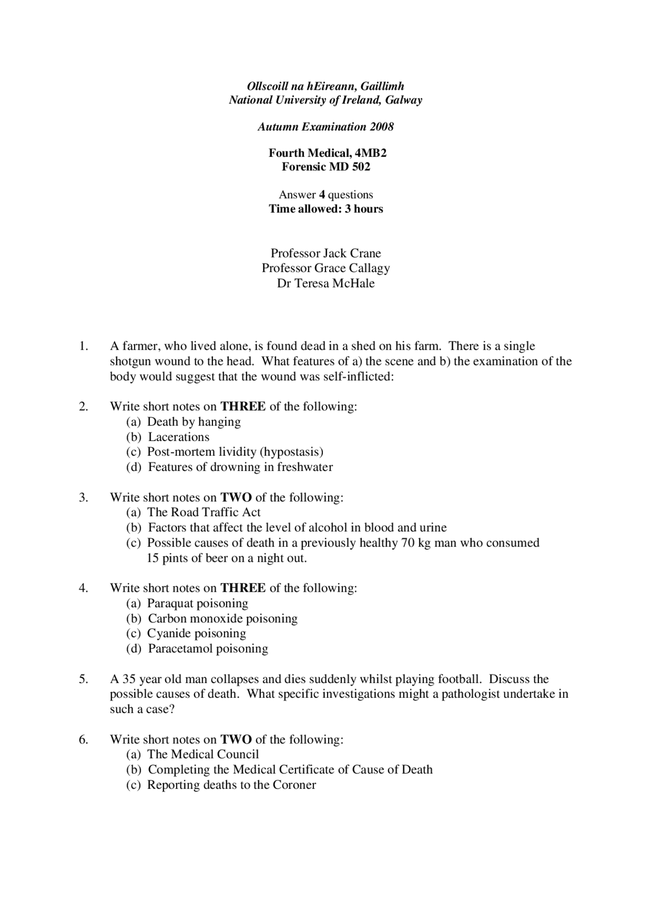 Death by Hanging - Forensic Medicine - Exam - Docsity