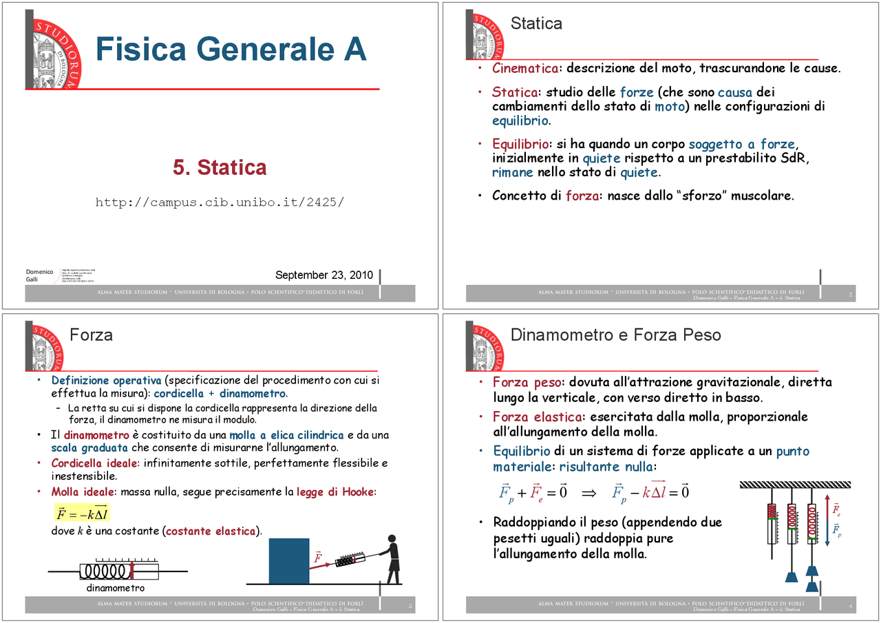 Statica Appunti Di Fisica I Docsity