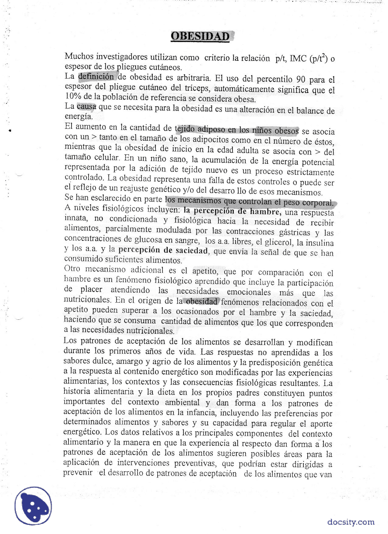La Obesidad Apuntes Nutrición Y Alimentación Docsity