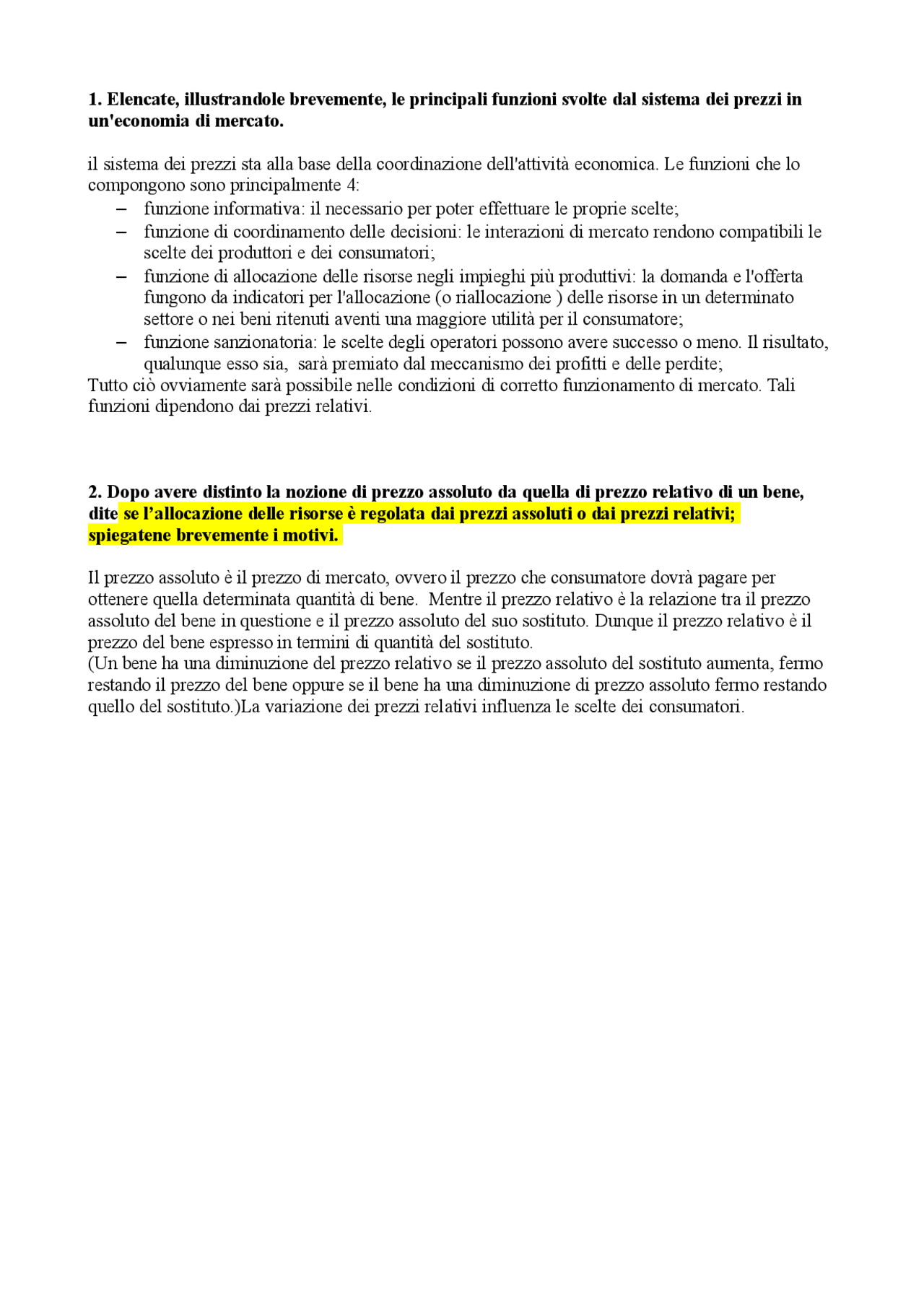 60 Domande Di Microeconomia Con Le Risposte Quesiti Di Scienze