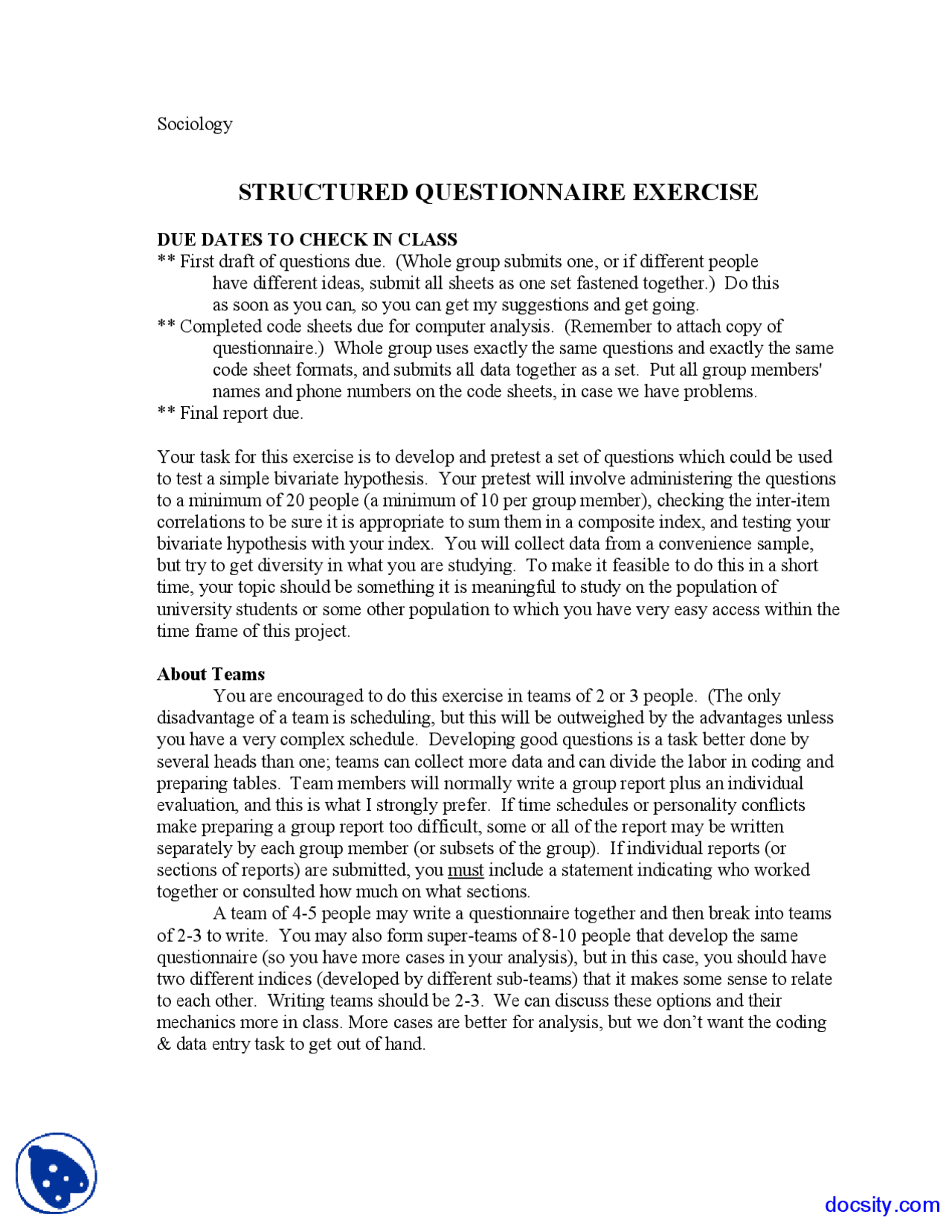 Code Sheets Methods Of Social Inquiry Exercise Docsity