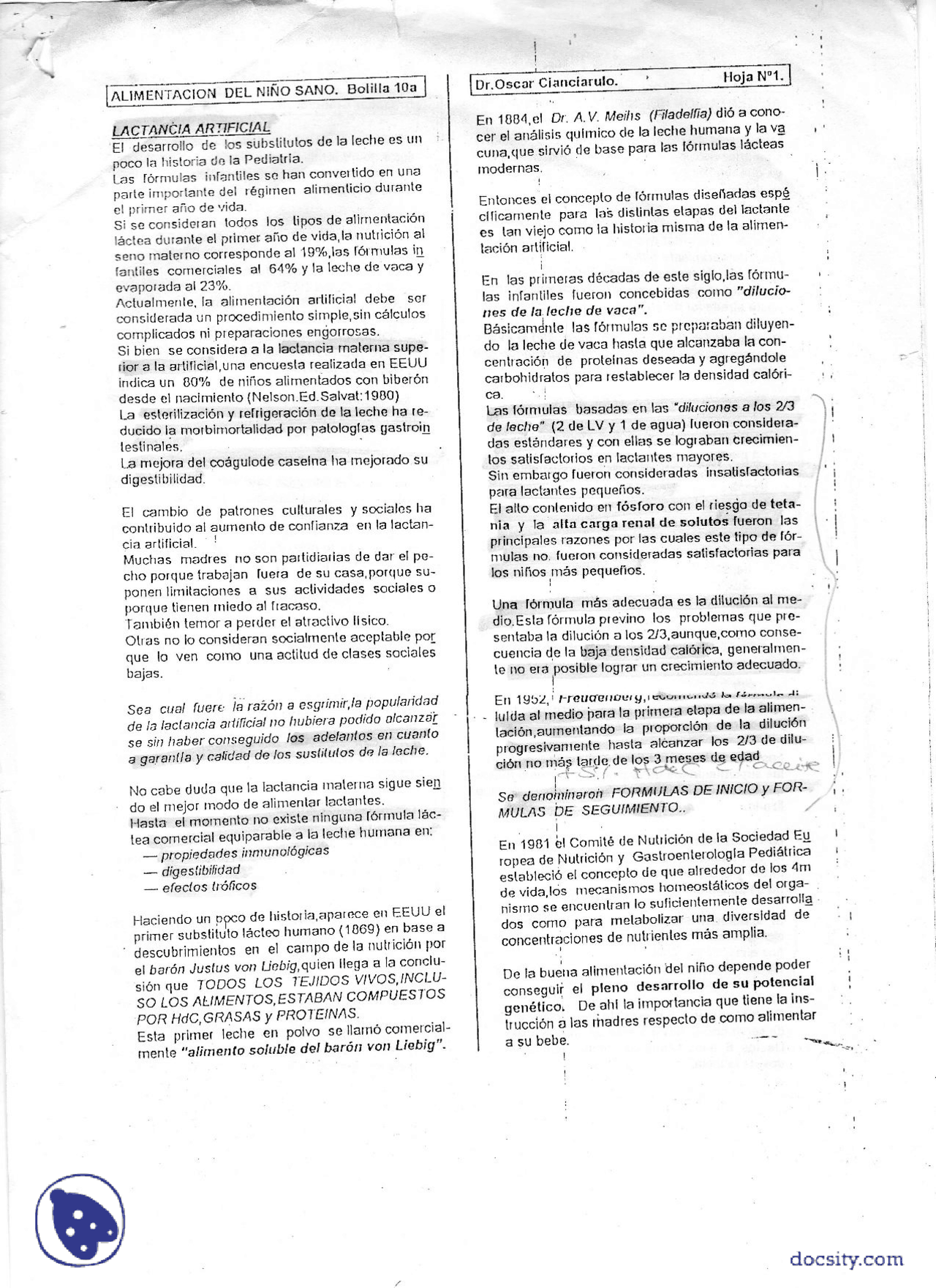 Lactancia Artificial Apuntes Nutrición Y Alimentación Docsity