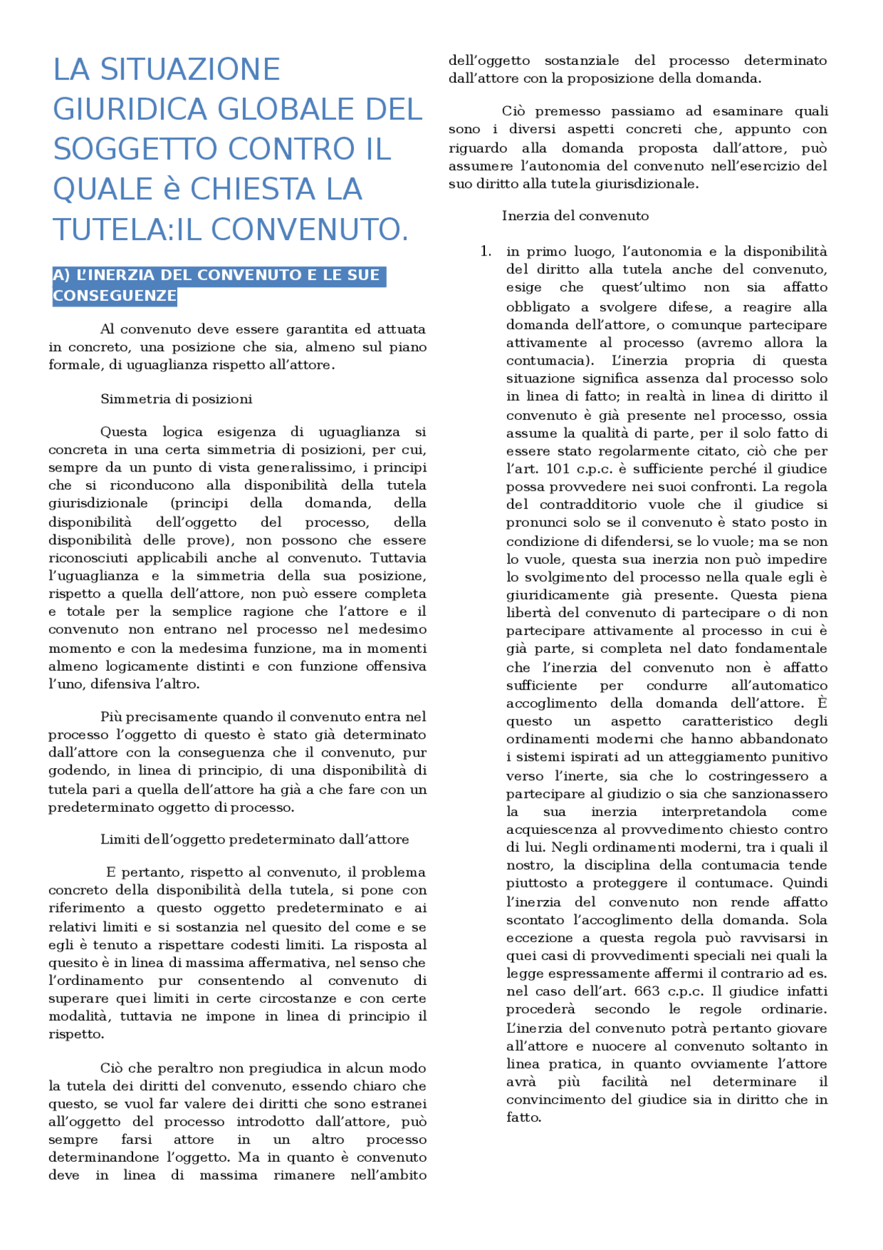 Il Convenuto Appunti Di Procedura Civile Docsity