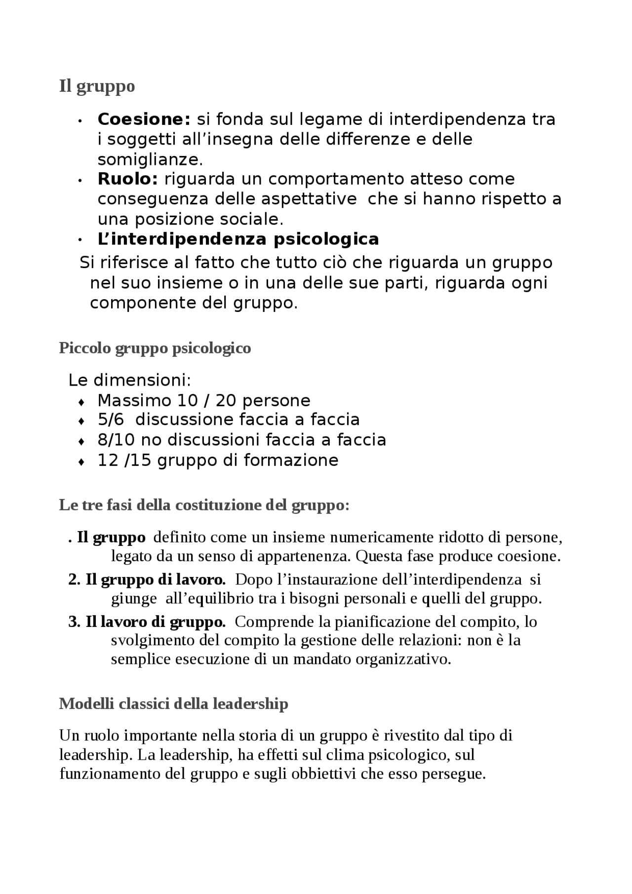 Il Gruppo Appunti Di Sociologia Dei Gruppi Docsity