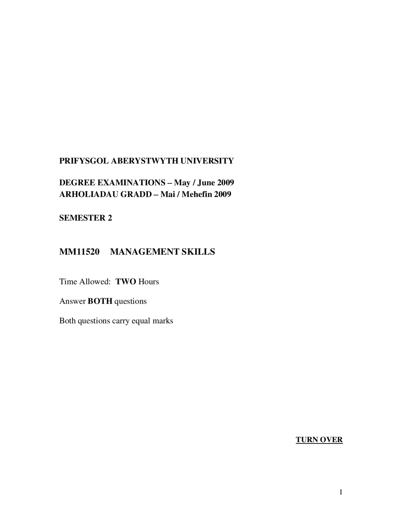 Organisational Structure Management Skills Past Exam Docsity