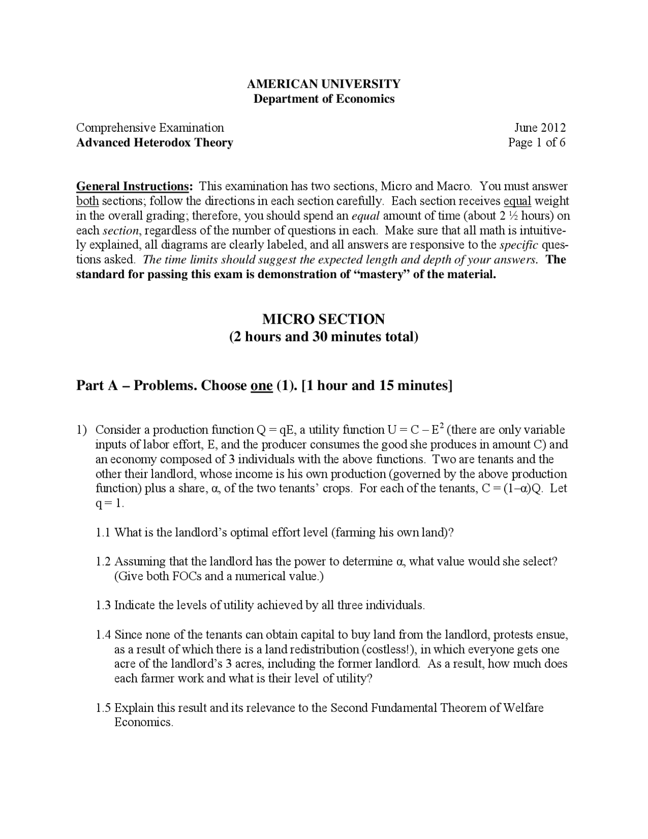 Production Function Advanced Heterodox Theory Past Exam Docsity