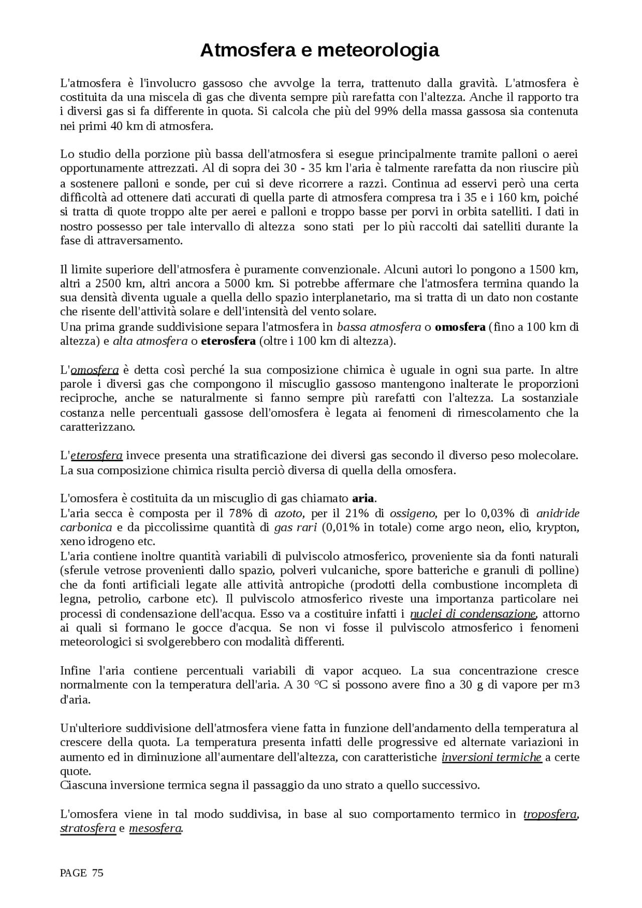 Atmosfera E Meteorologia Appunti Di Scienze Della Terra Docsity