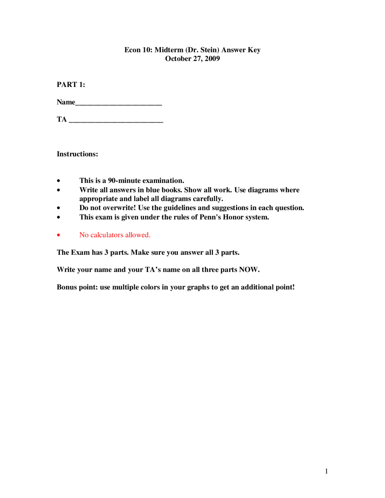 Lucky Day Economics Solved Past Exam Docsity