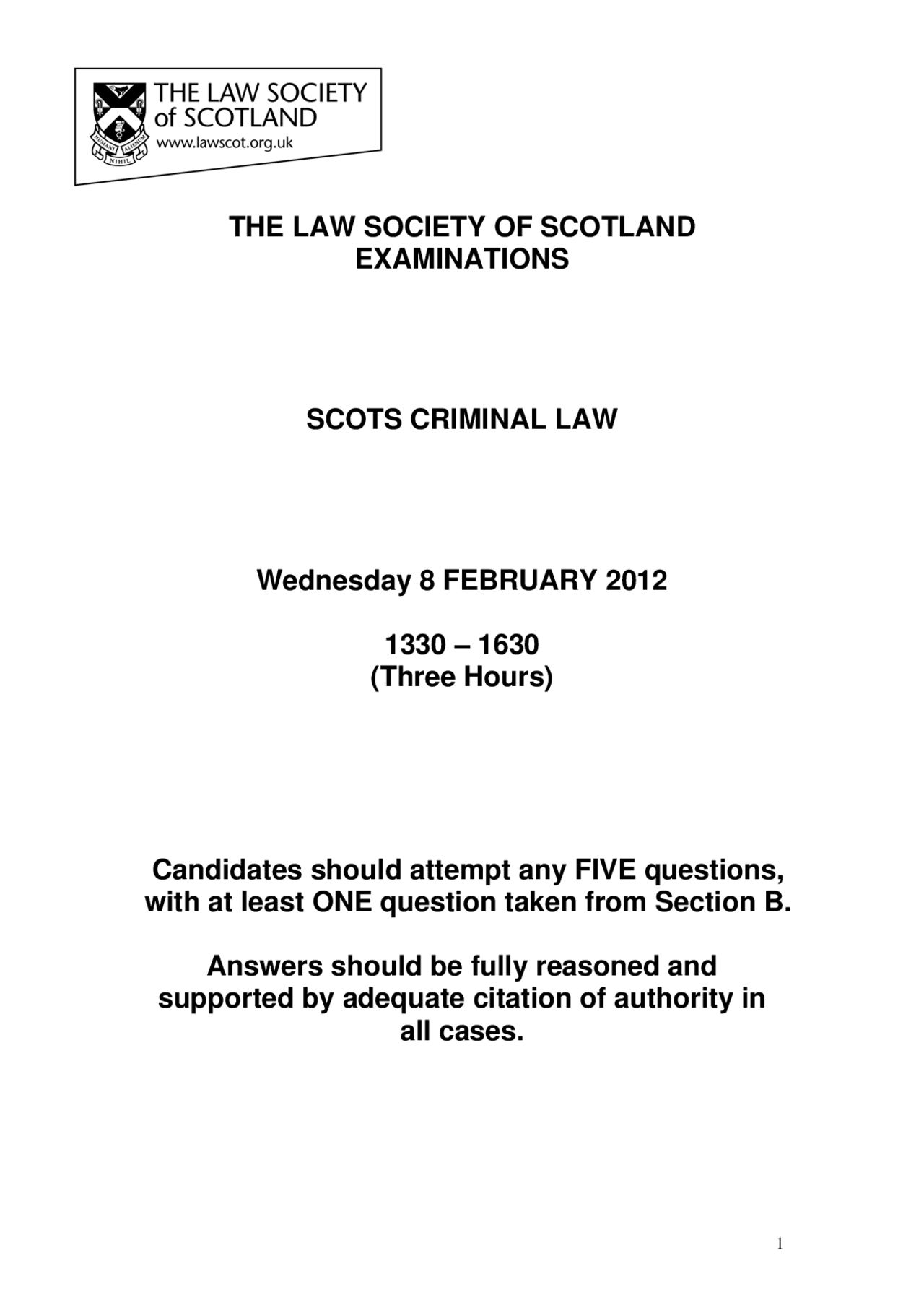 Scots Law on Criminal Attempts - Introduction to Criminal Law - Past ...
