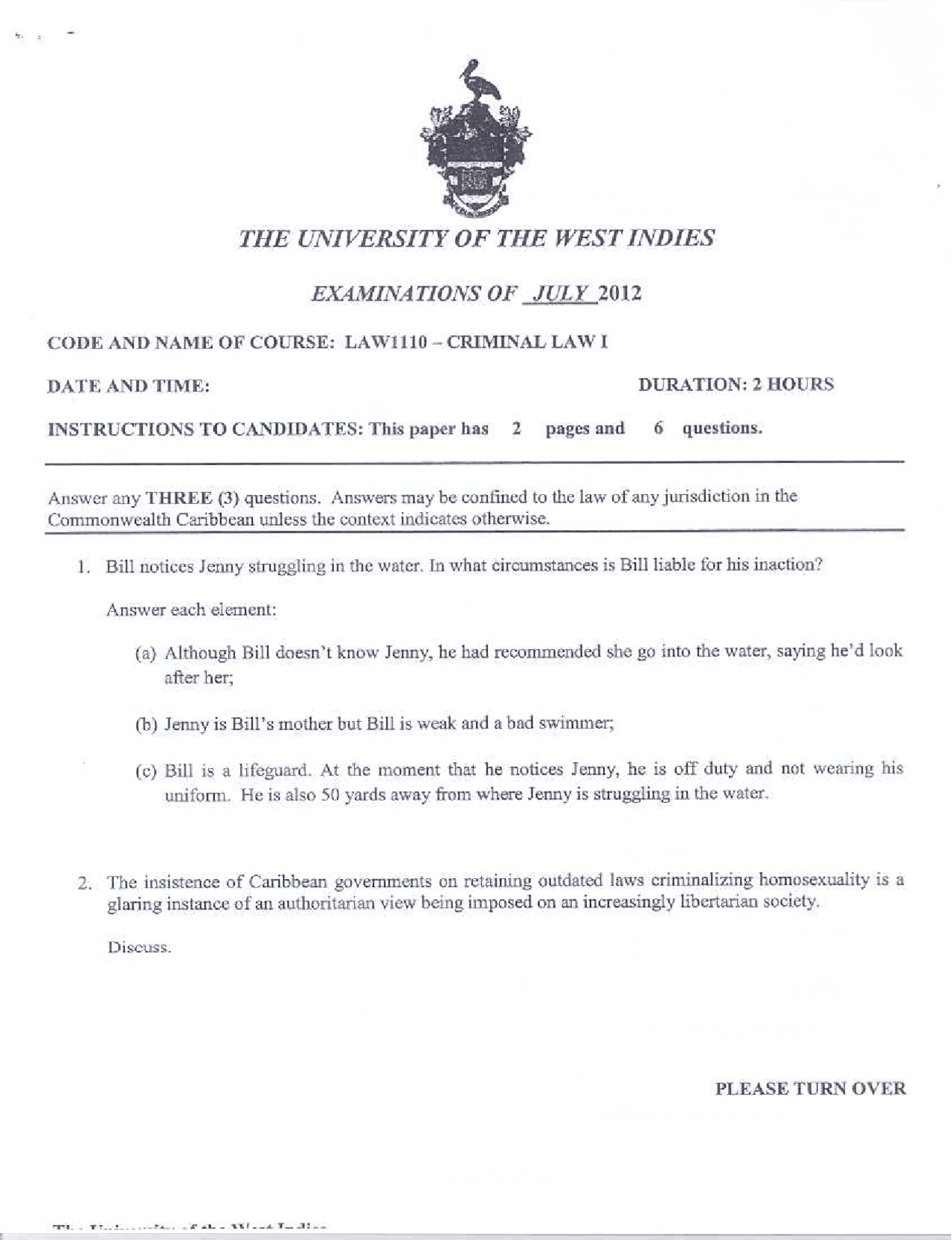 Retaining Outdated Laws - Introduction to Criminal Law - Past Exam ...