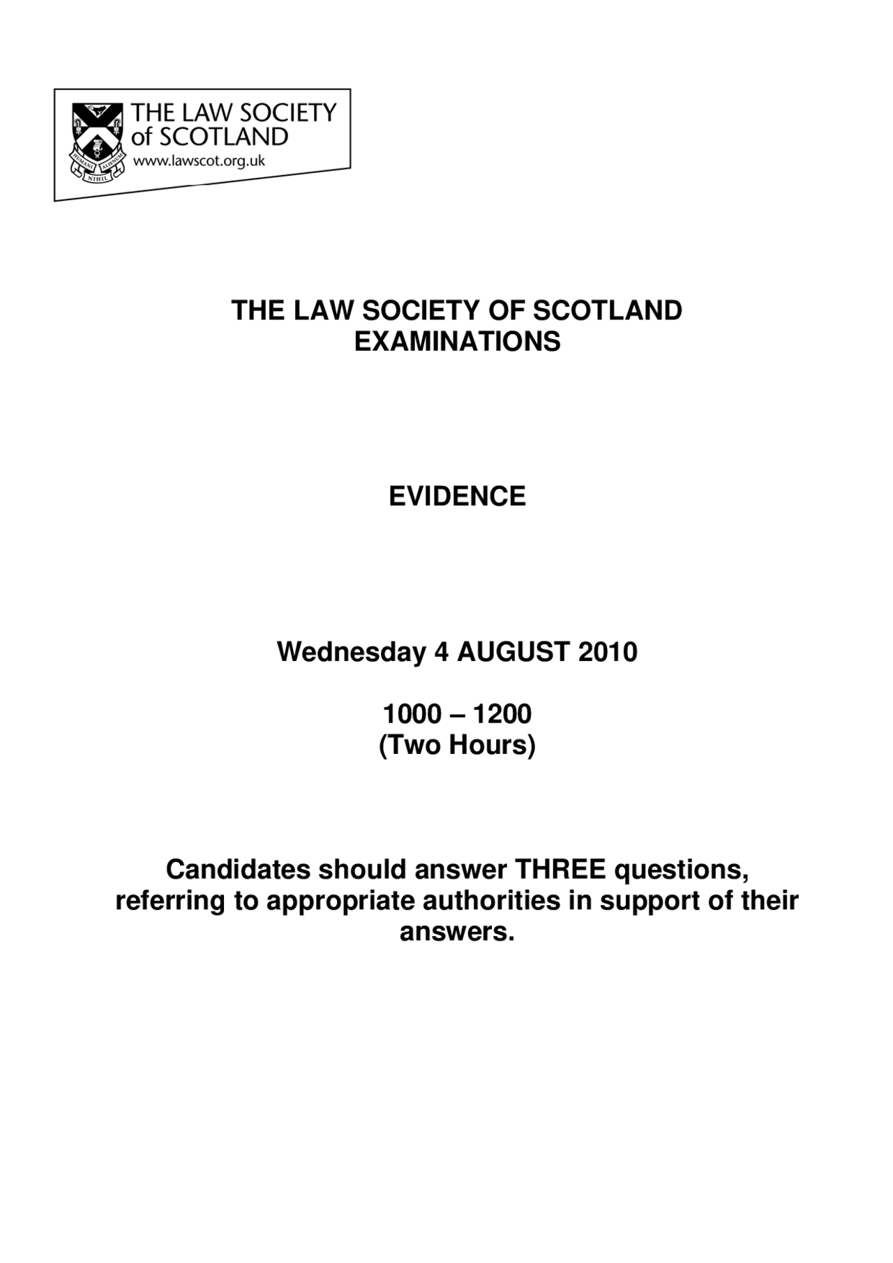 Scottish Law Examination: Advice on Family Law, Evidence, and Privilege ...